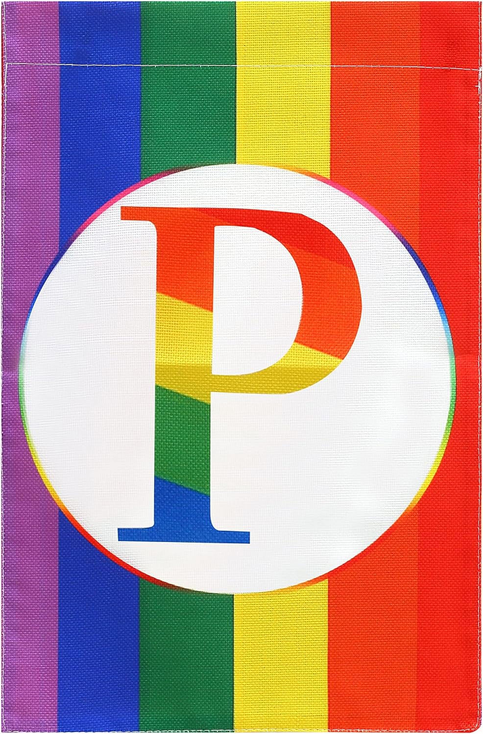 Rainbow Pride Flag Rainbow Monogram Letter P Welcome Garden Flags Gay ...