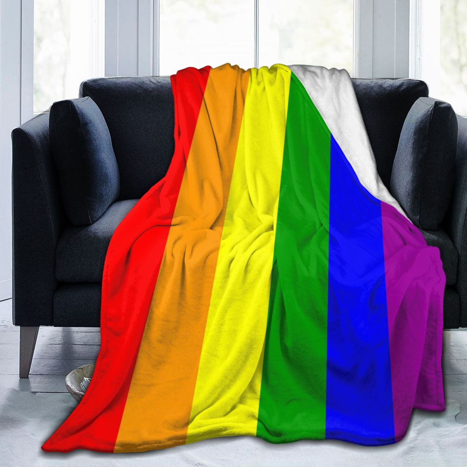 Rainbow Pride Flag Throw Blanket Soft Cozy Warm Durable Fuzzy Flannel ...