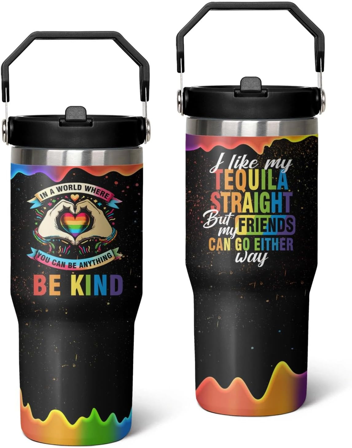 Rainbow Pride Flag Tumbler, LGBTQ Awareness Month Gifts, Retro Be Kind ...
