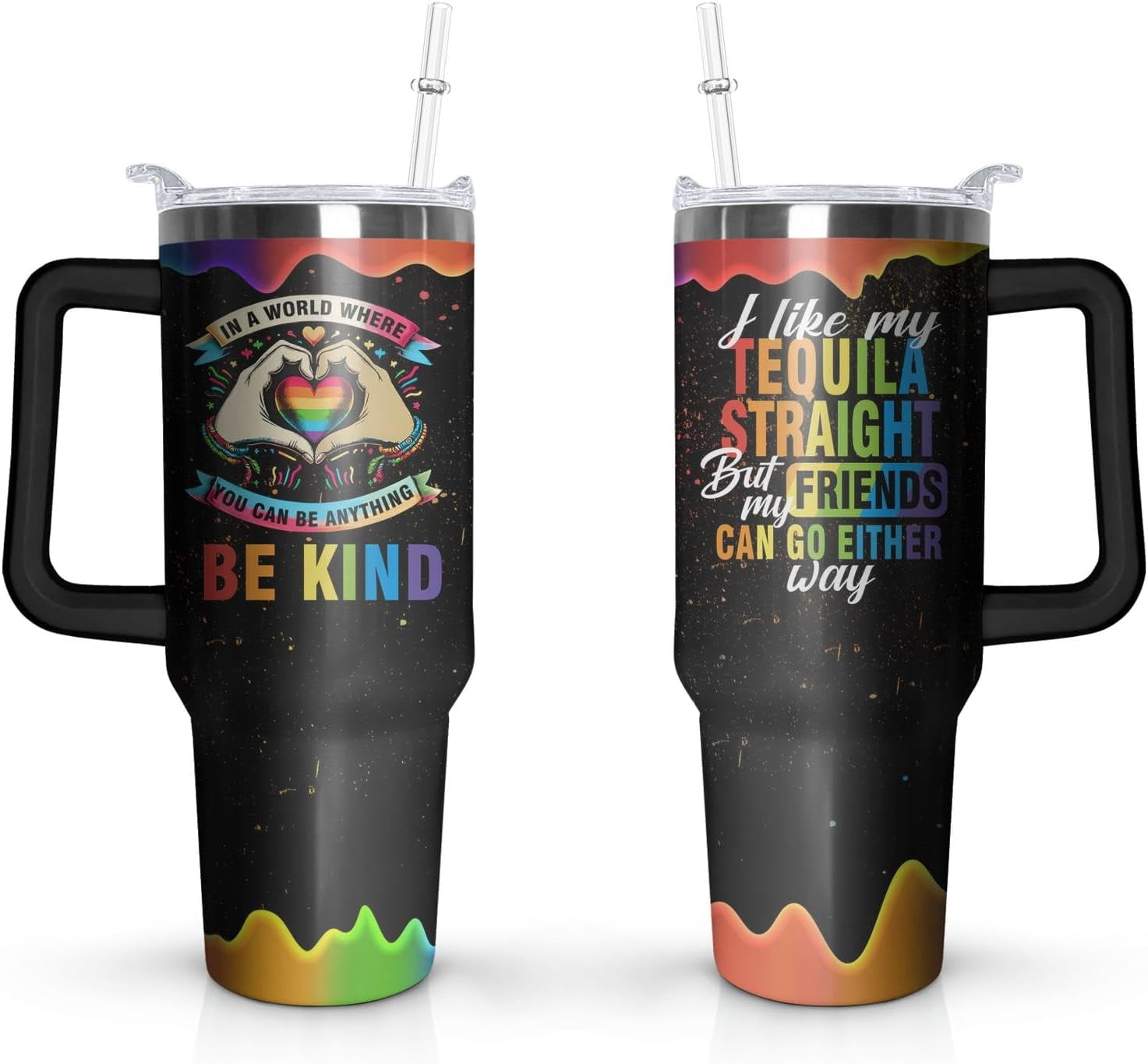 Rainbow Pride Flag Tumbler, LGBTQ Awareness Month Gifts, Retro Be Kind ...