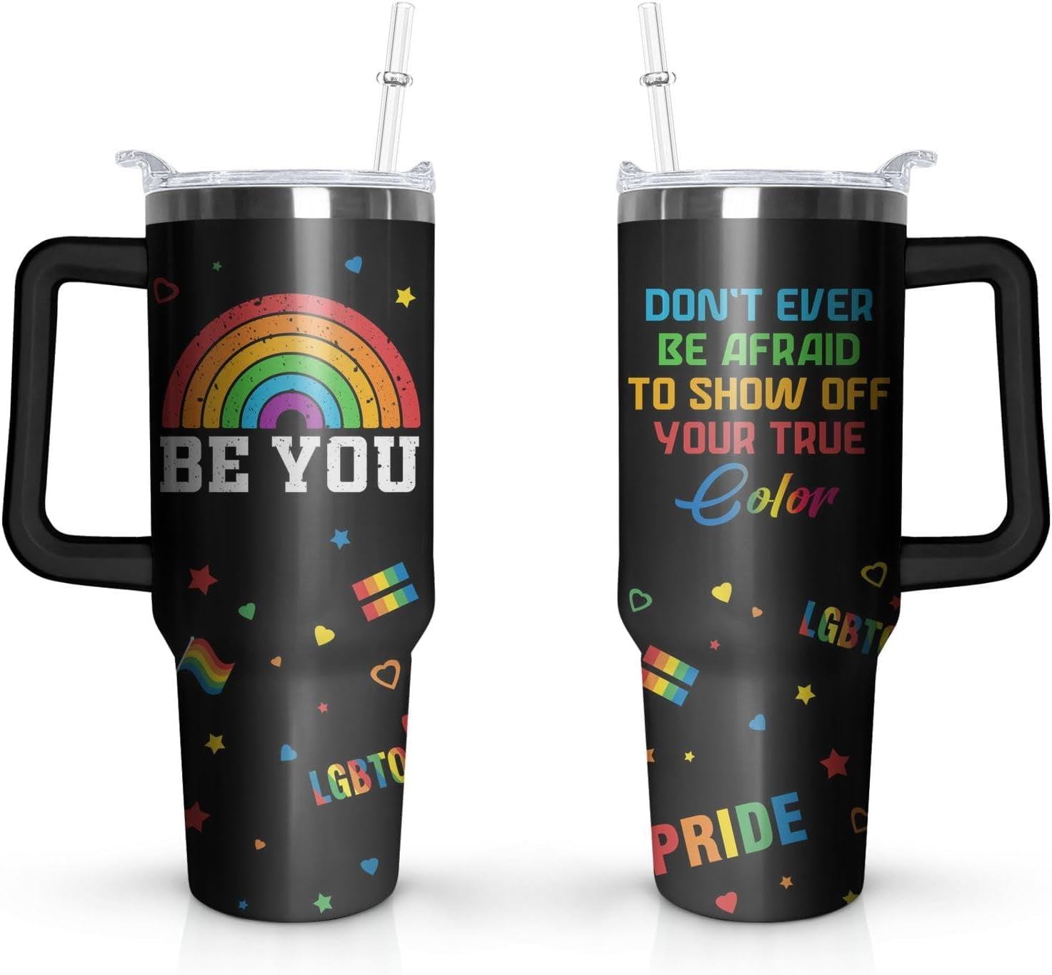 Rainbow Pride Flag Tumbler, LGBTQ Awareness Month Gifts, Retro Be You ...