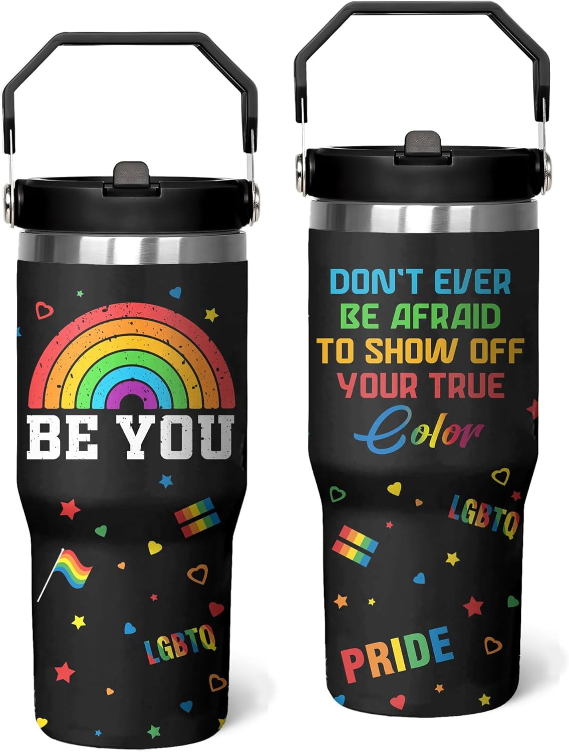 Rainbow Pride Flag Tumbler, Retro Be You Travel Mug, Gay Pride Cups ...