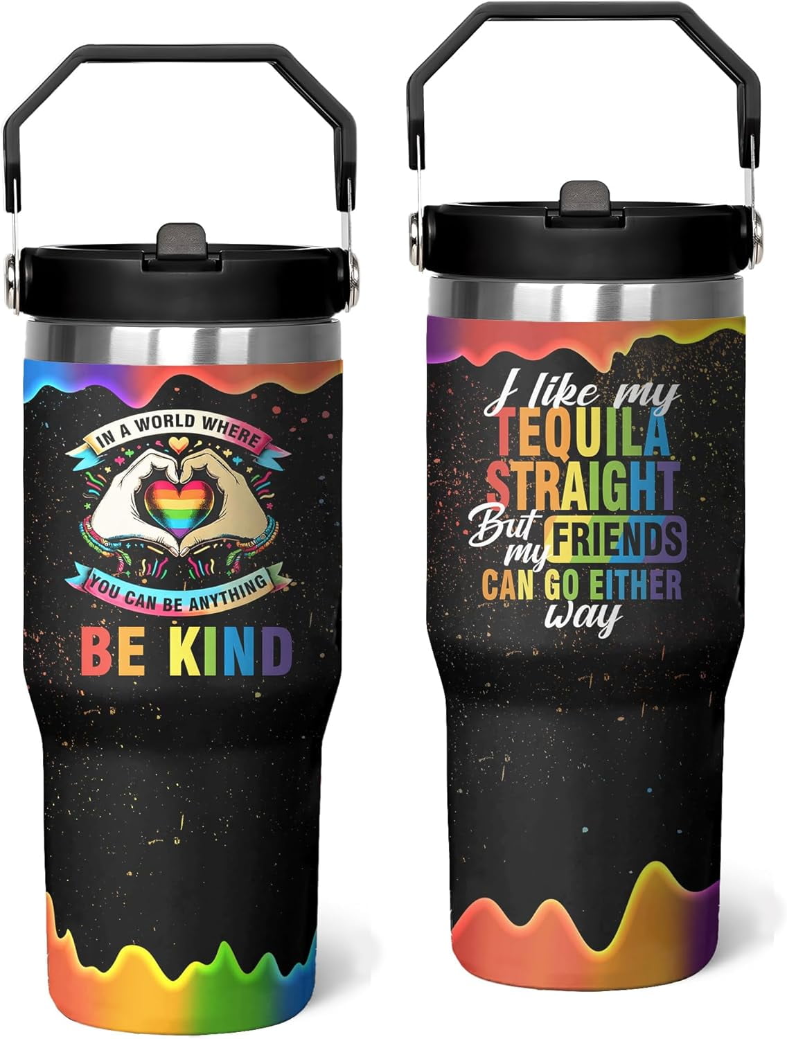 Rainbow Pride Flag Tumbler, Retro Be You Travel Mug, Gay Pride Cups ...