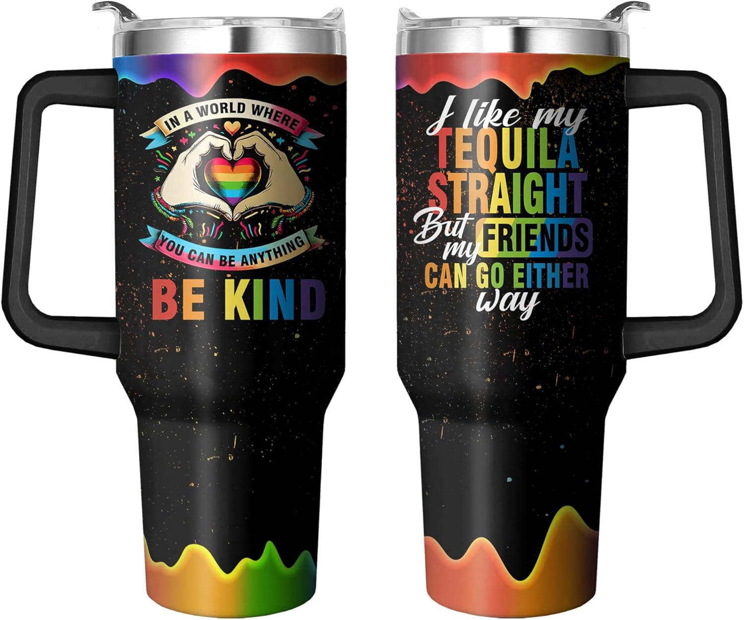 Rainbow Pride Flag Tumbler, Retro Be You Travel Mug, Gay Pride Cups ...