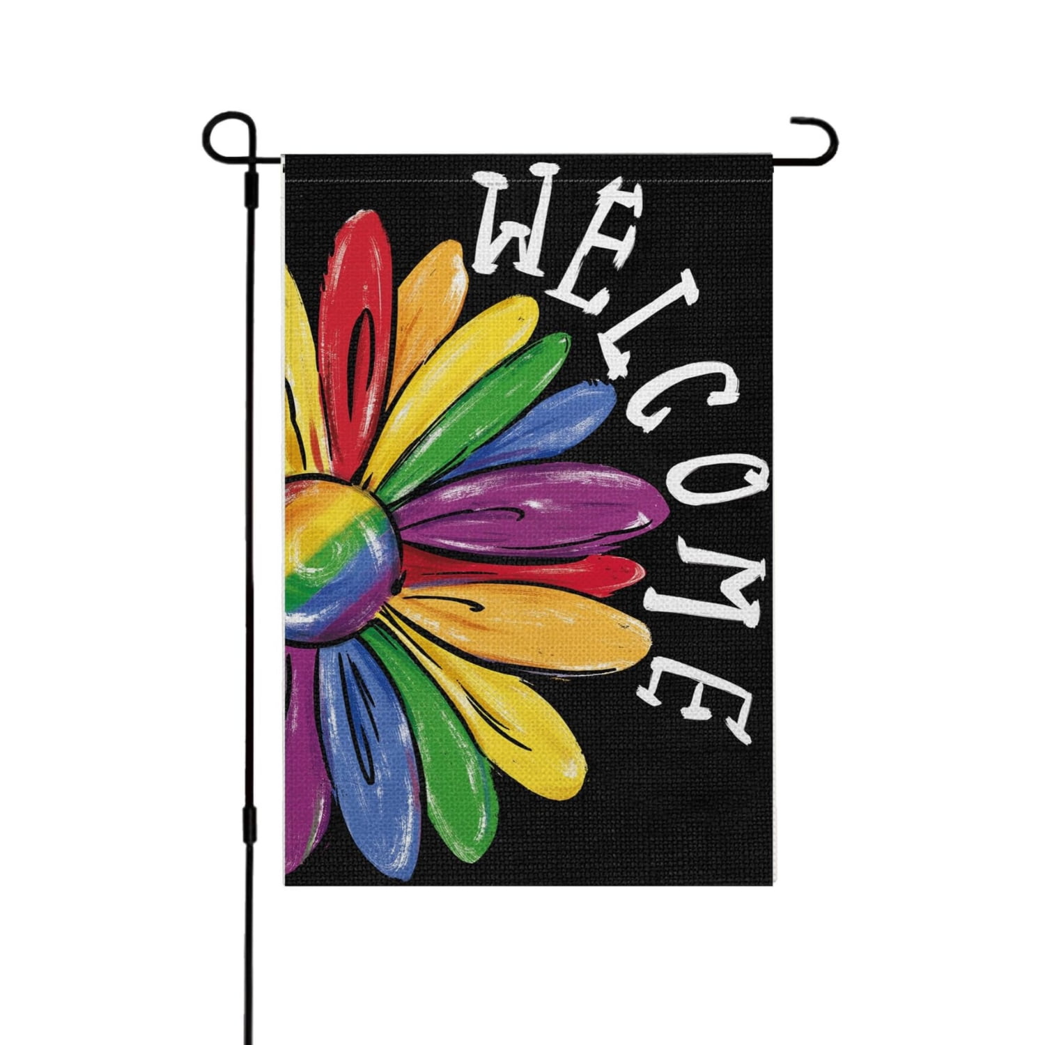 Rainbow Pride Garden Flag Welcome Daisy Floral 12x18 Inch Double Sided ...