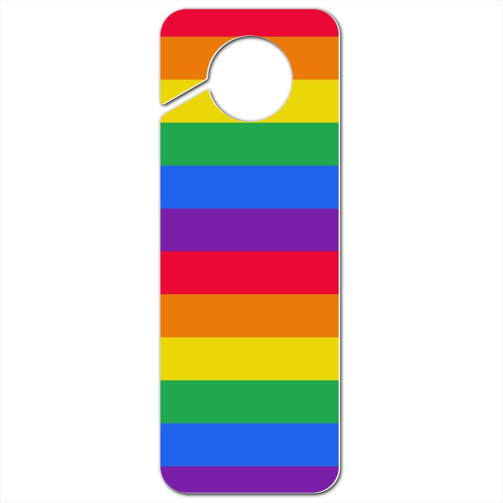 Rainbow Pride Gay Lesbian Contemporary Plastic Door Knob Hanger Sign ...