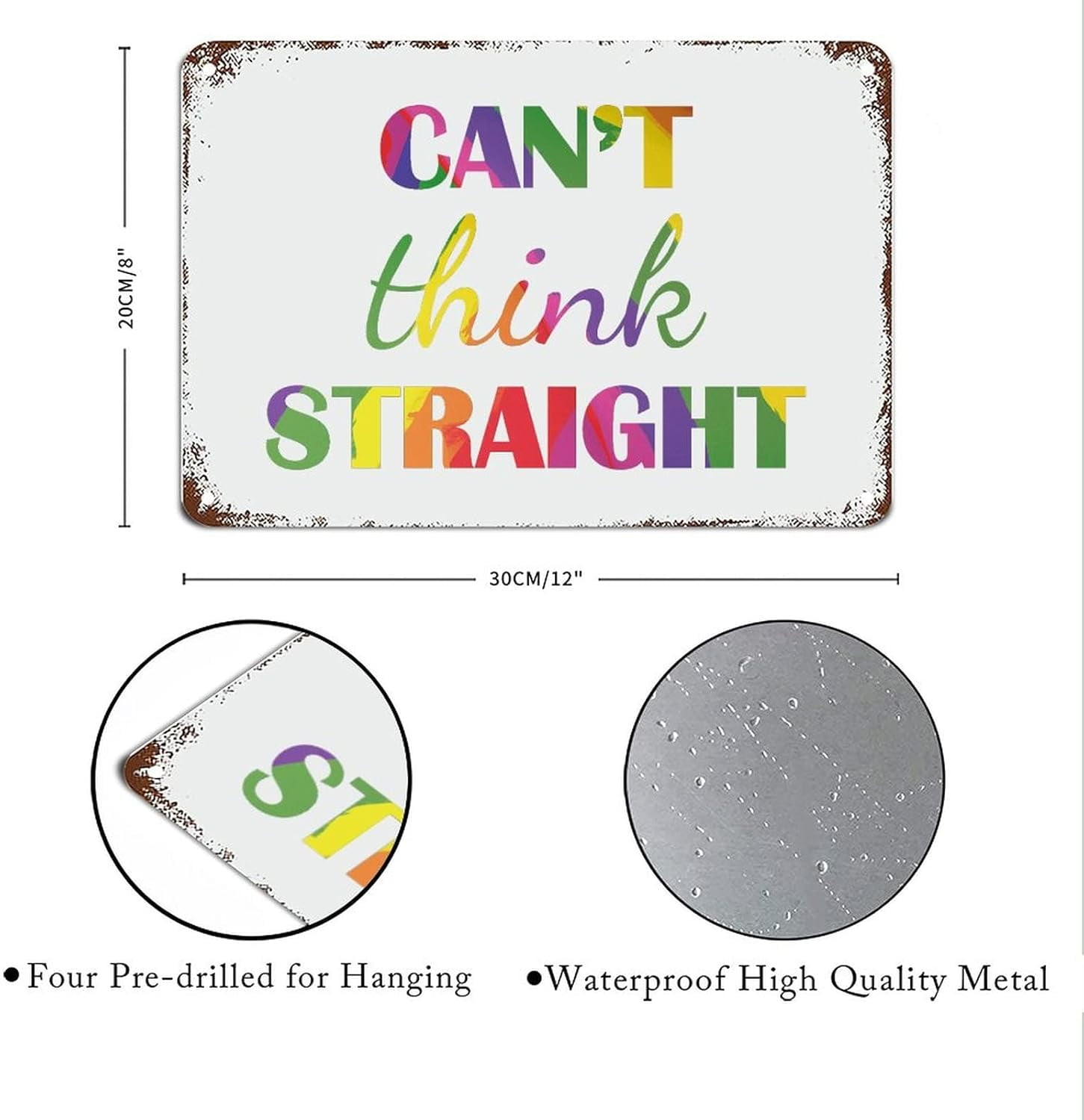 Rainbow Pride Gay Lesbian Same LGBTQ Metal Sign Can‘t Think Straight ...