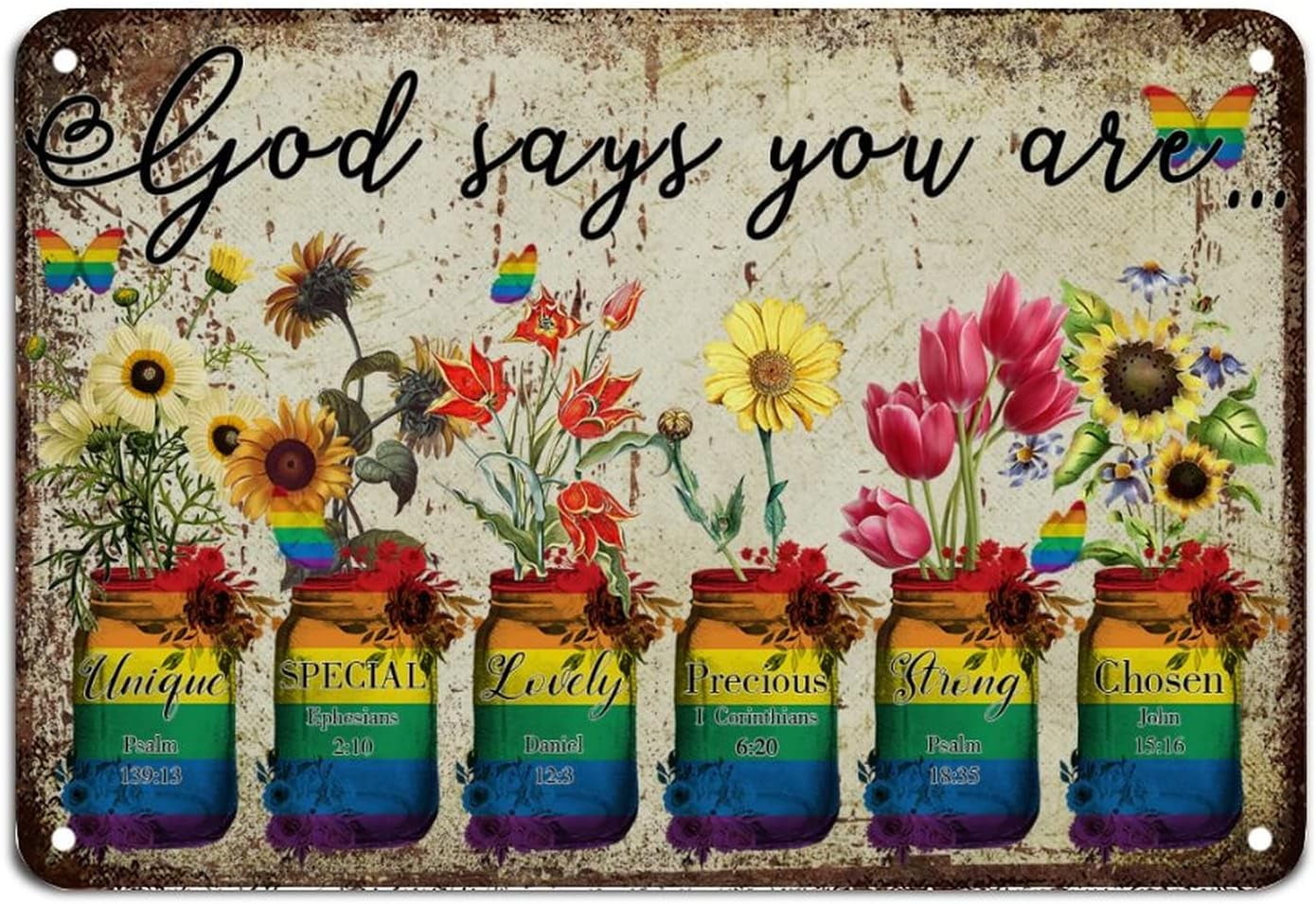 Rainbow Pride Gay Lesbian Same LGBTQ Signs Bible Verse God Says You Are ...