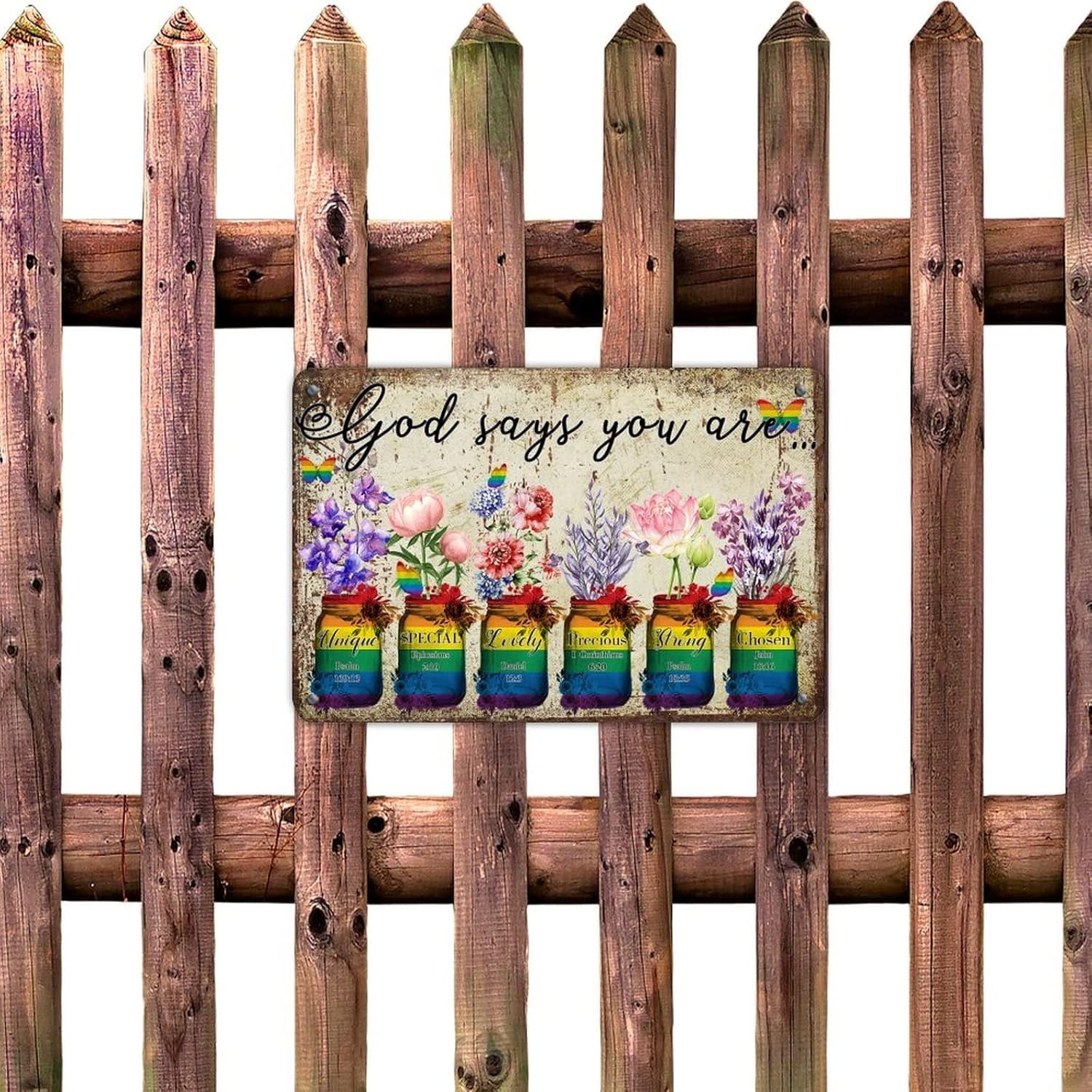 Rainbow Pride Metal Tin Signs God Says You are Unique Special Lovely ...