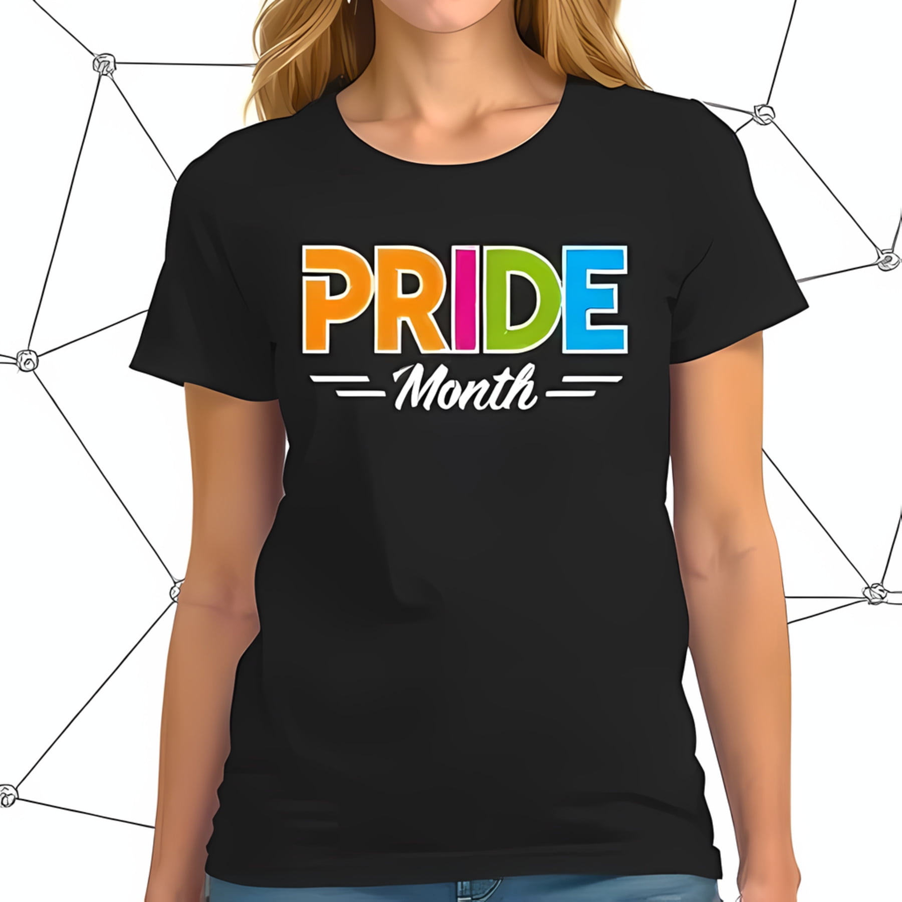 Rainbow Pride Month Cotton Short Sleeve T-Shirt - Bold " PRIDE " Design ...