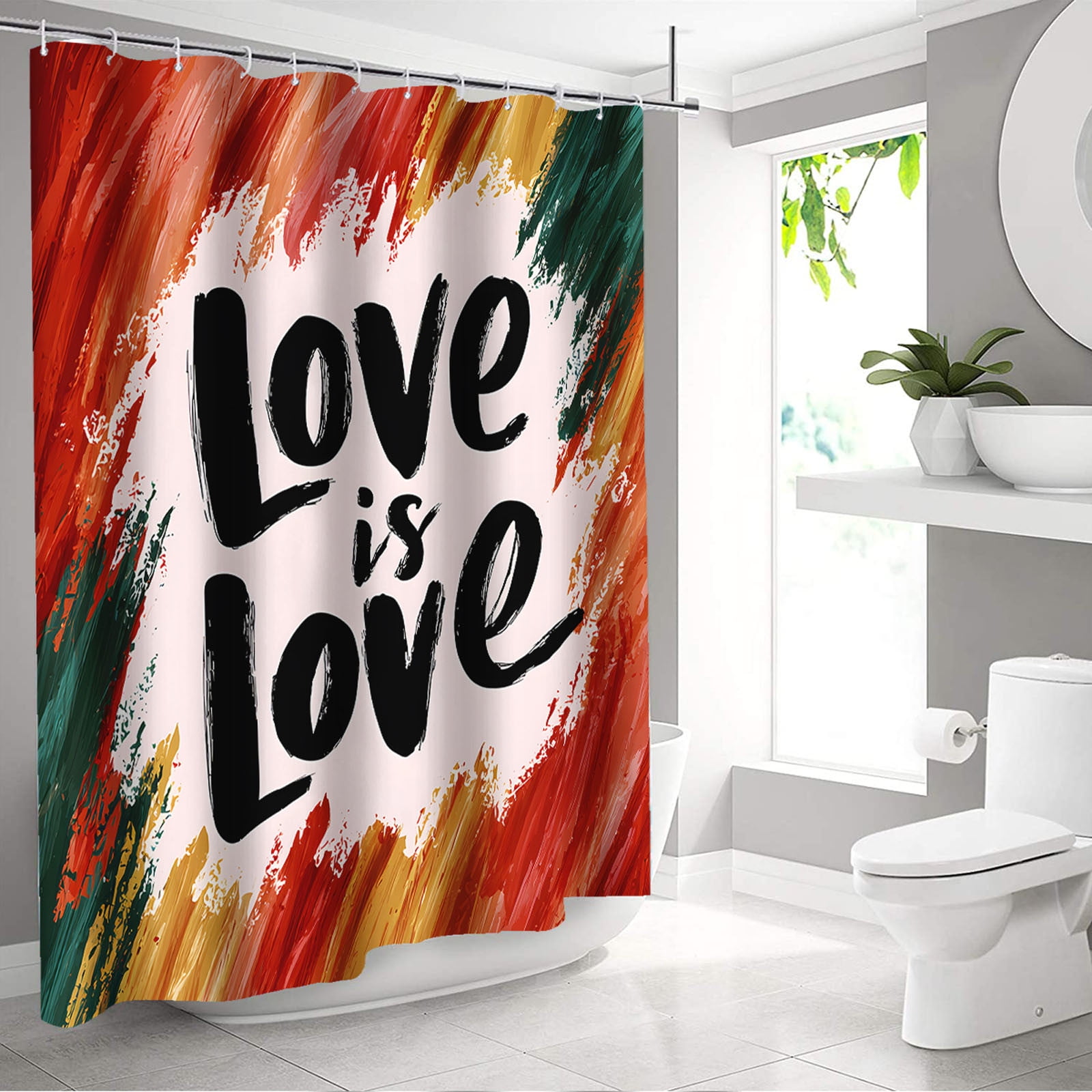 Rainbow Pride Month Waterproof Shower Curtain, Vibrant Inclusive ...