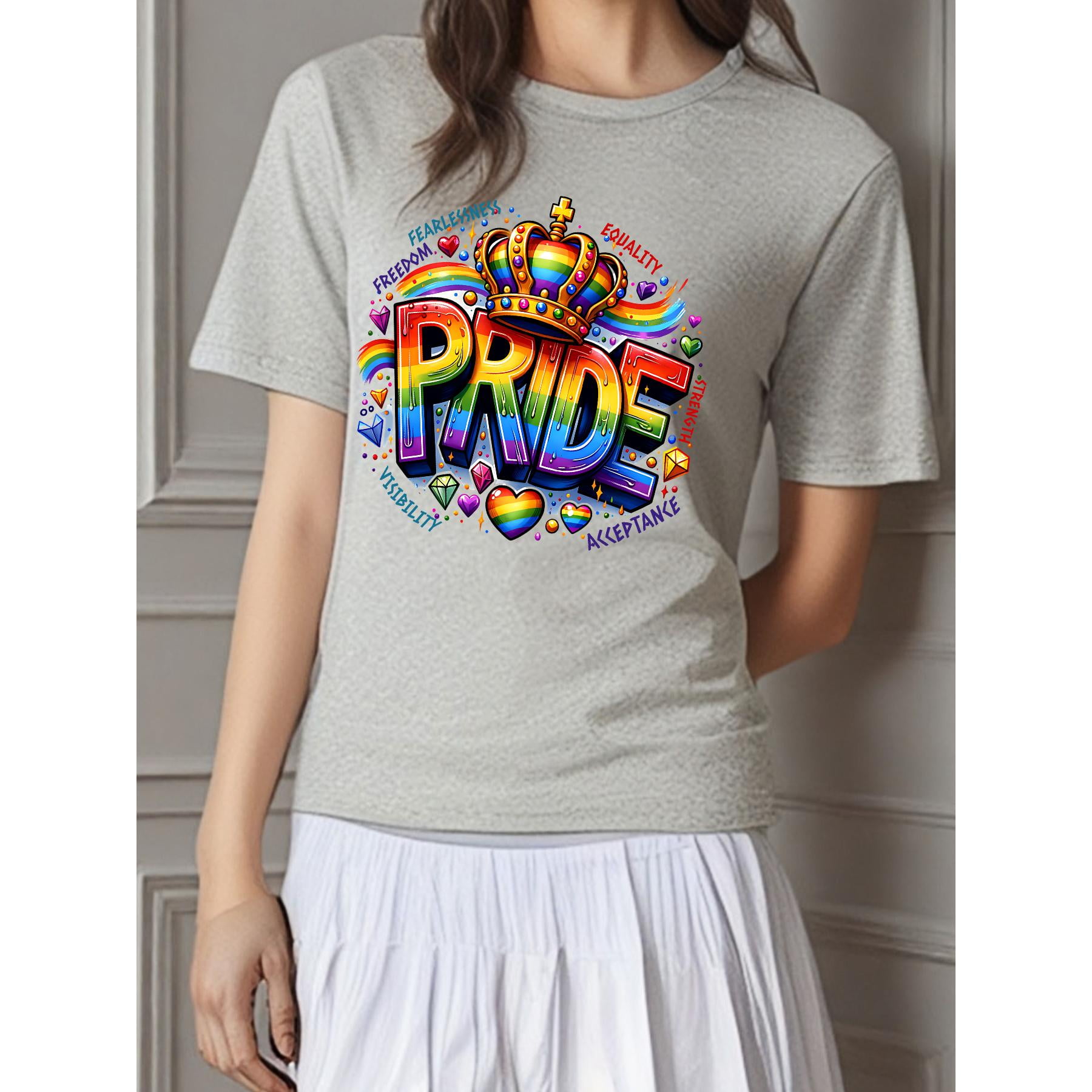 Rainbow Pride T-Shirt Unisex - Bold 'PRIDE' Crown Design - Soft Cotton ...