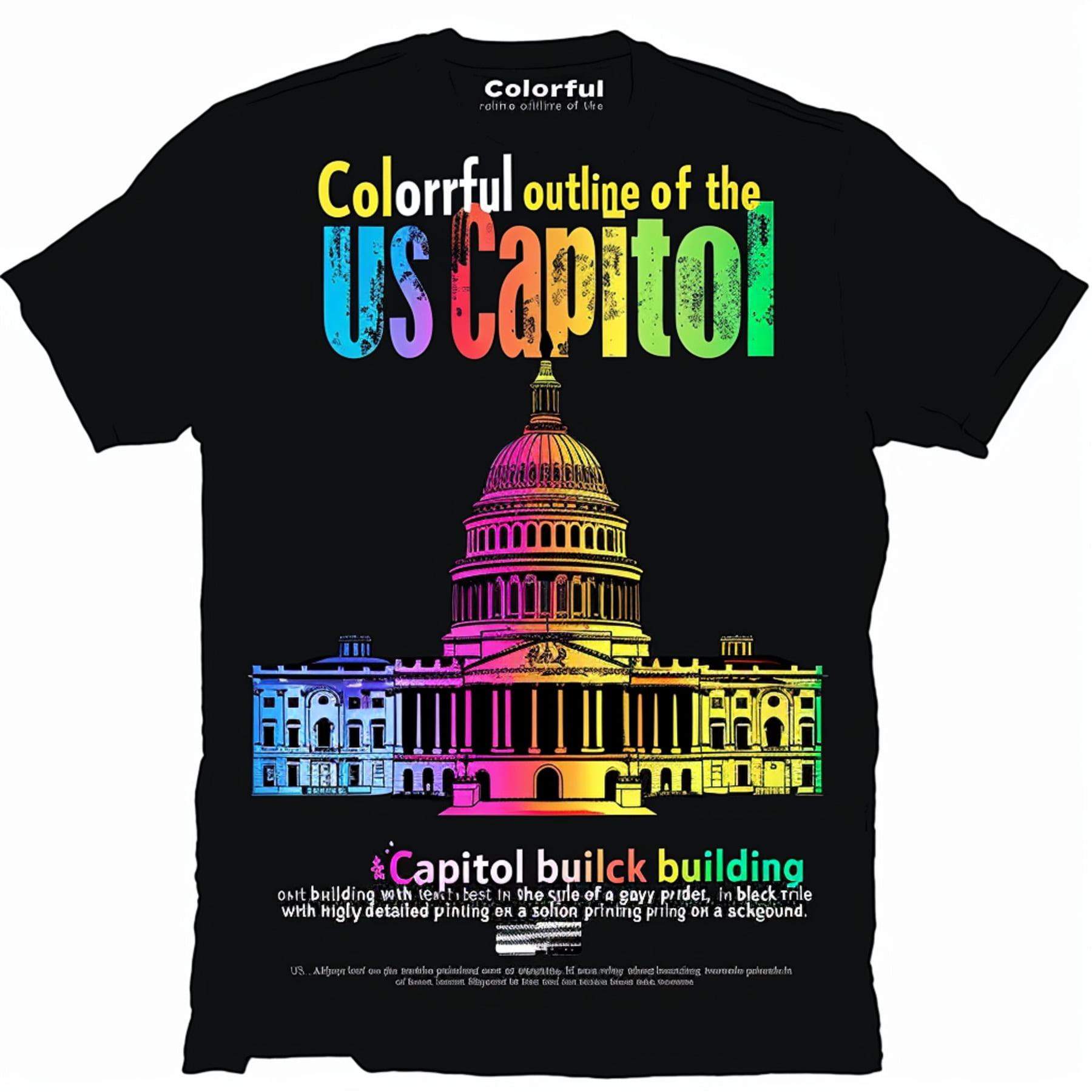 Rainbow Pride US Capitol Building Black T Shirt Show Your Colors in ...
