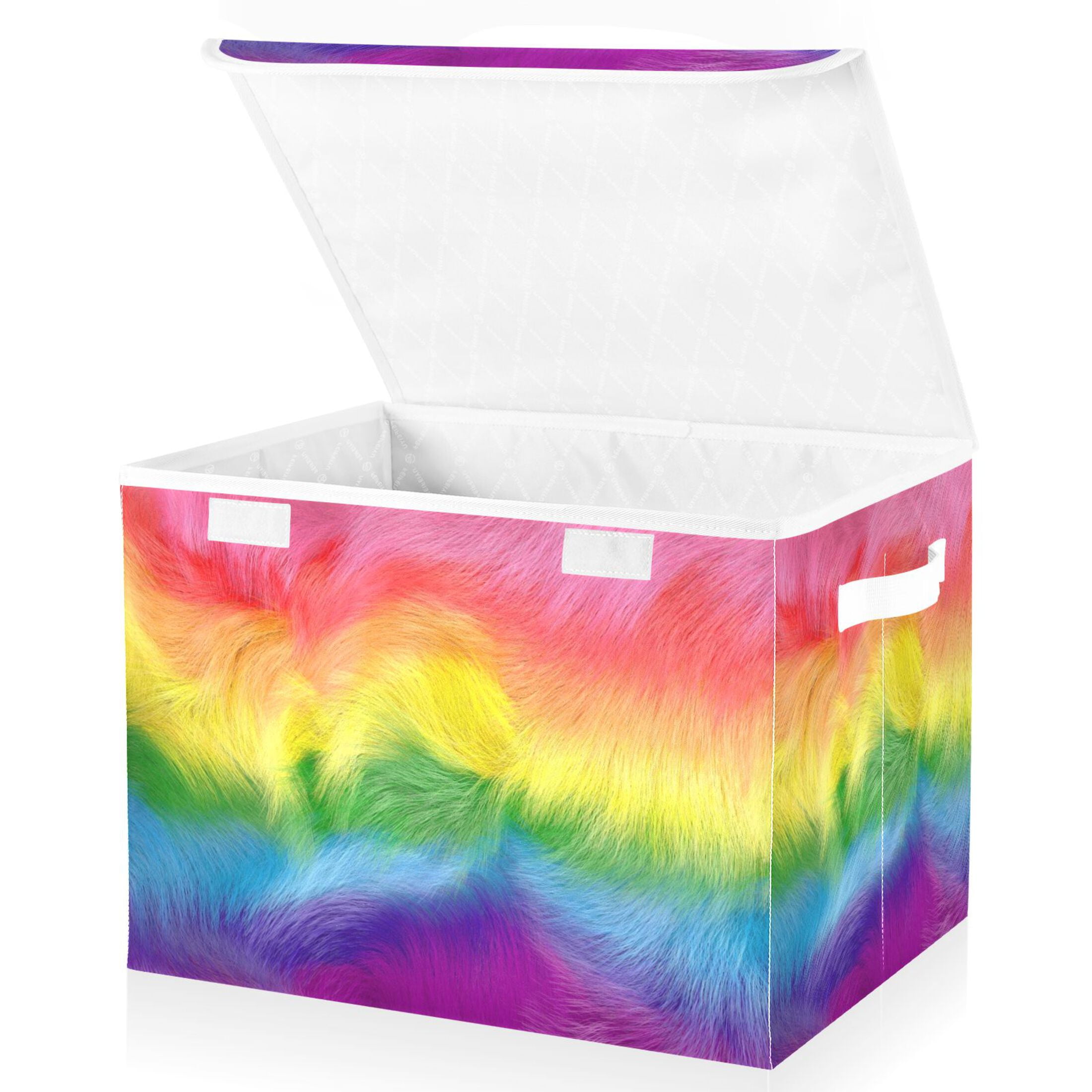 Rainbow Print Large Lidded Storage Bin Foldable Storage Boxes Cubes ...