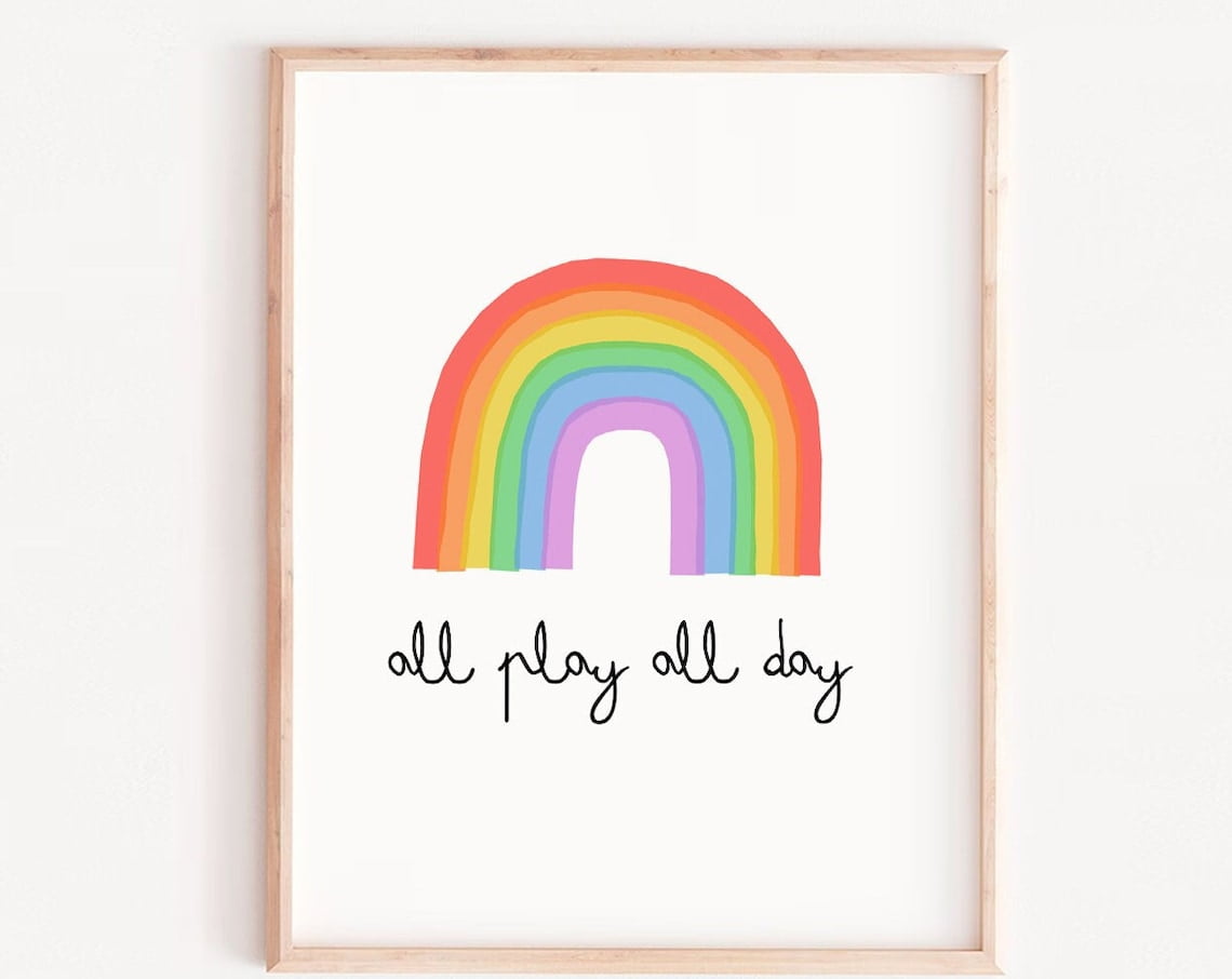 Rainbow Print, All Play All Day Rainbow Wall Art, Kids Poster ...