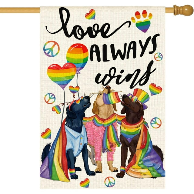 Rainbow Progress Pride Dogs Garden Flag 12x18 Inch Double Sided Outside ...