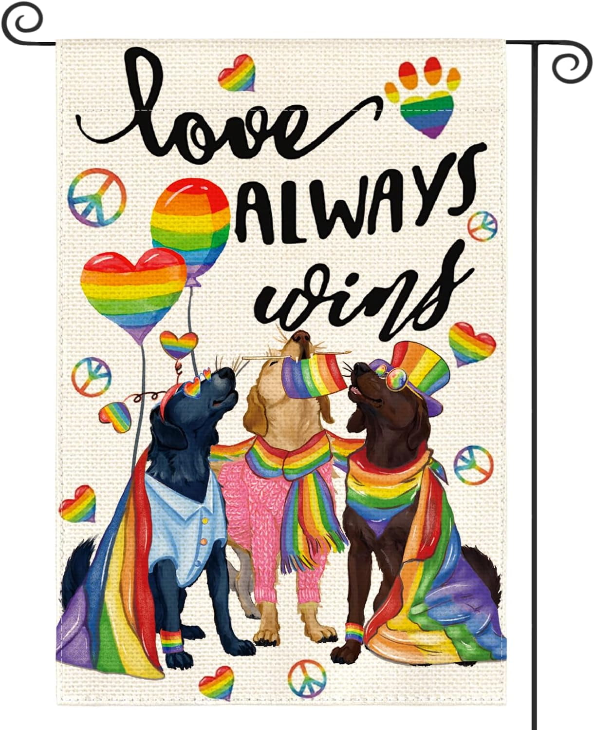 Rainbow Progress Pride Dogs Garden Flag 12x18 Inch Double Sided Outside ...