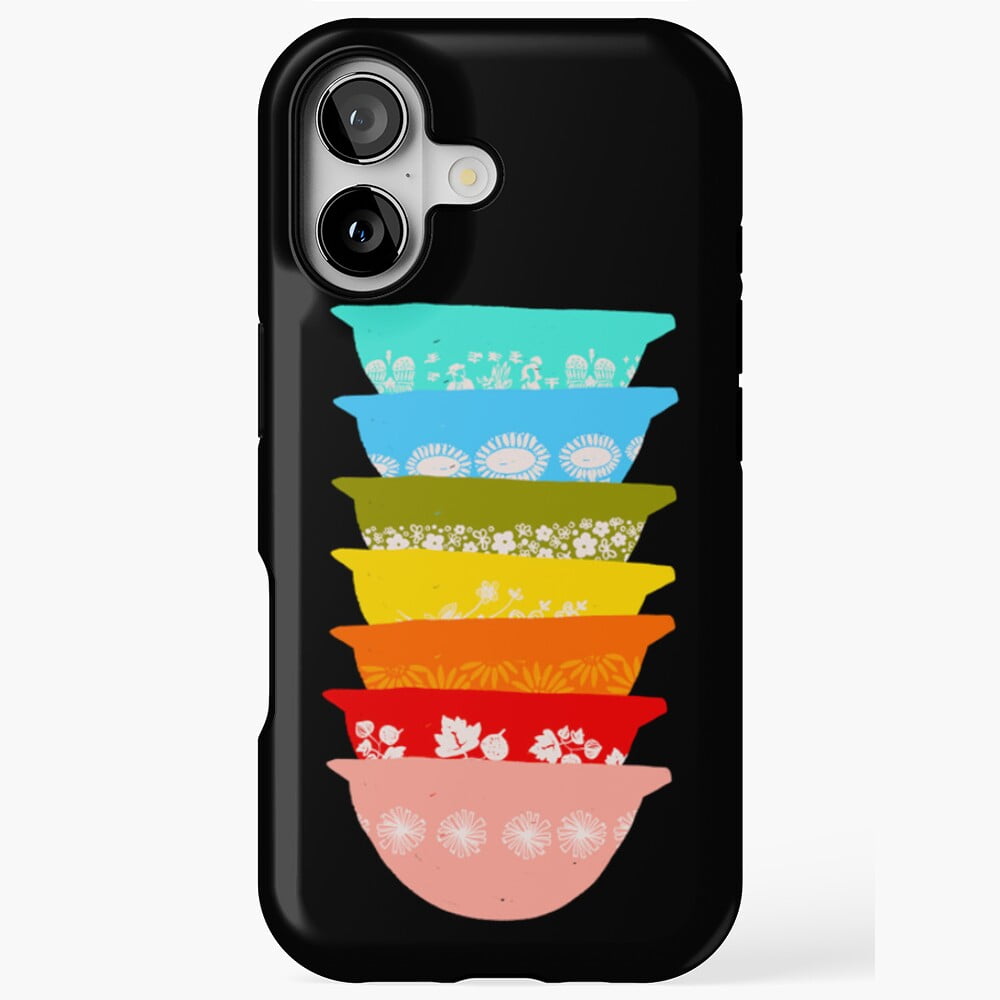 Rainbow Pyrex Colorful Bowl Design Phone Case for iPhone 17 16 15 14 13 ...