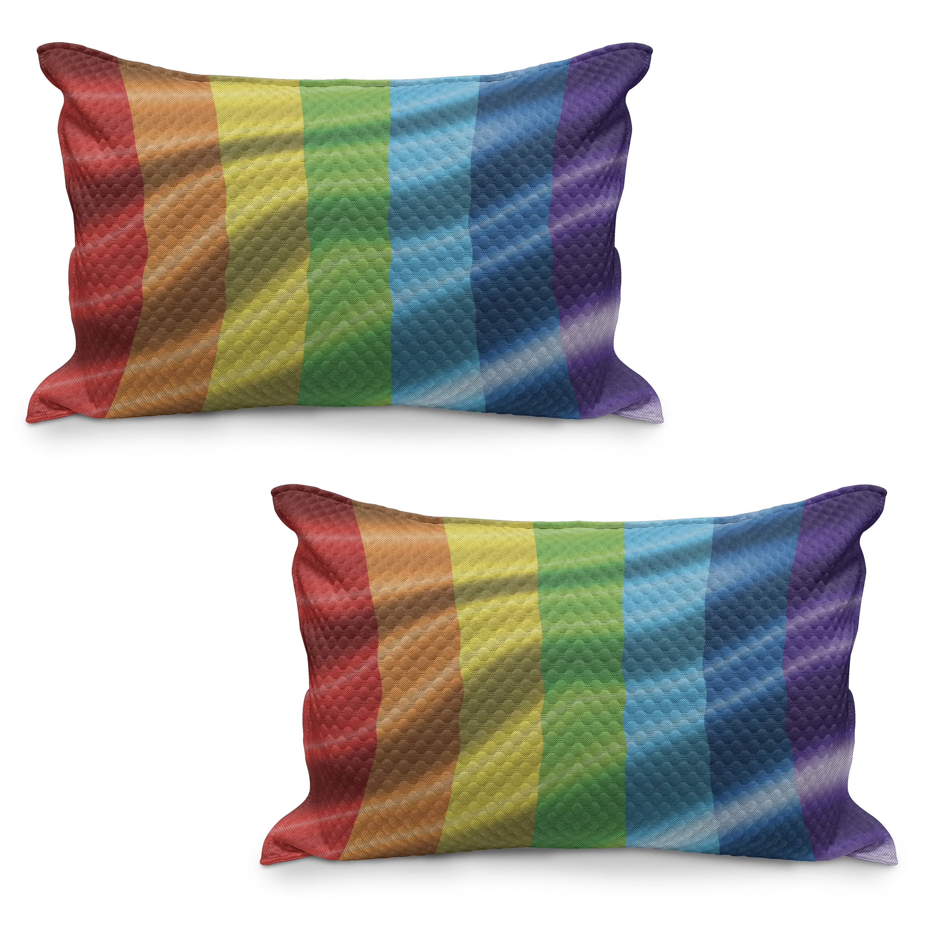 Rainbow Quilted Pillowcover Set of 2, Pride Flag Inspired Design with ...