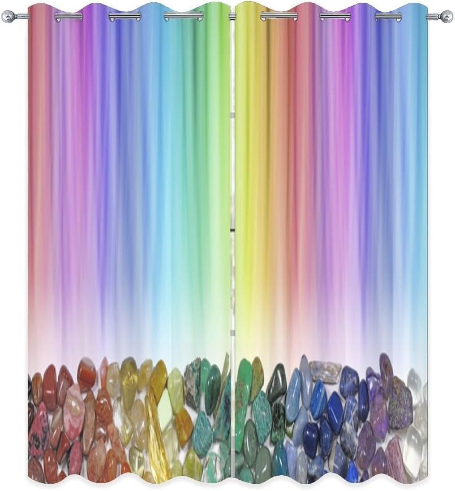 Rainbow Raindrops Eyelet Privacy Curtain, Colored Pebbles 3D Printed ...