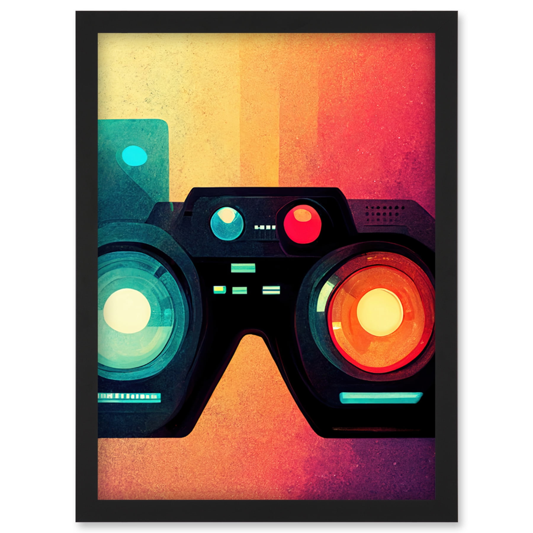 Rainbow Retro Goggle Headset 3D Tech Futuristic Gadget Artwork Framed ...