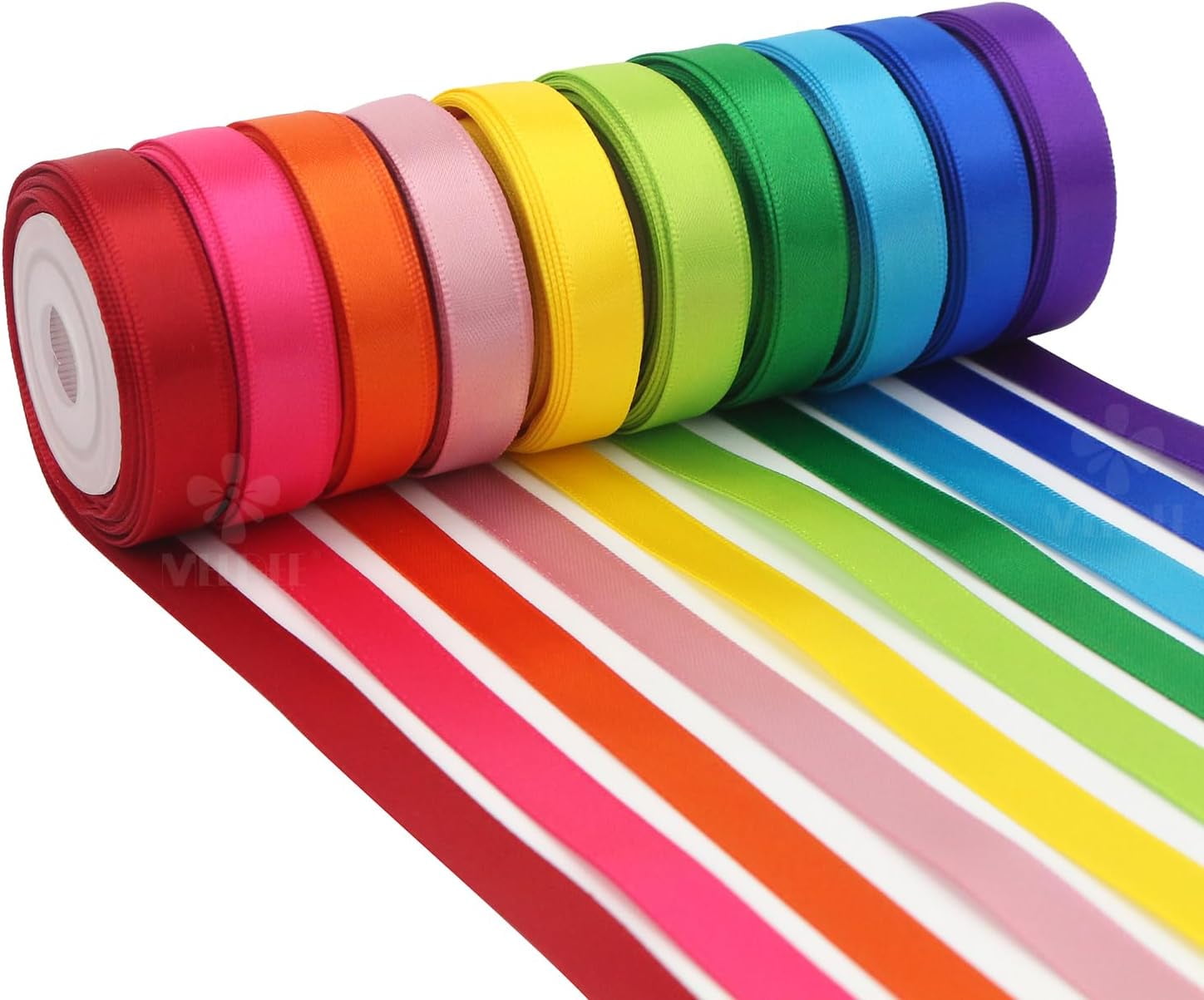 Rainbow Ribbon Solid Color Assortment 10 Colors Double Face Satin ...