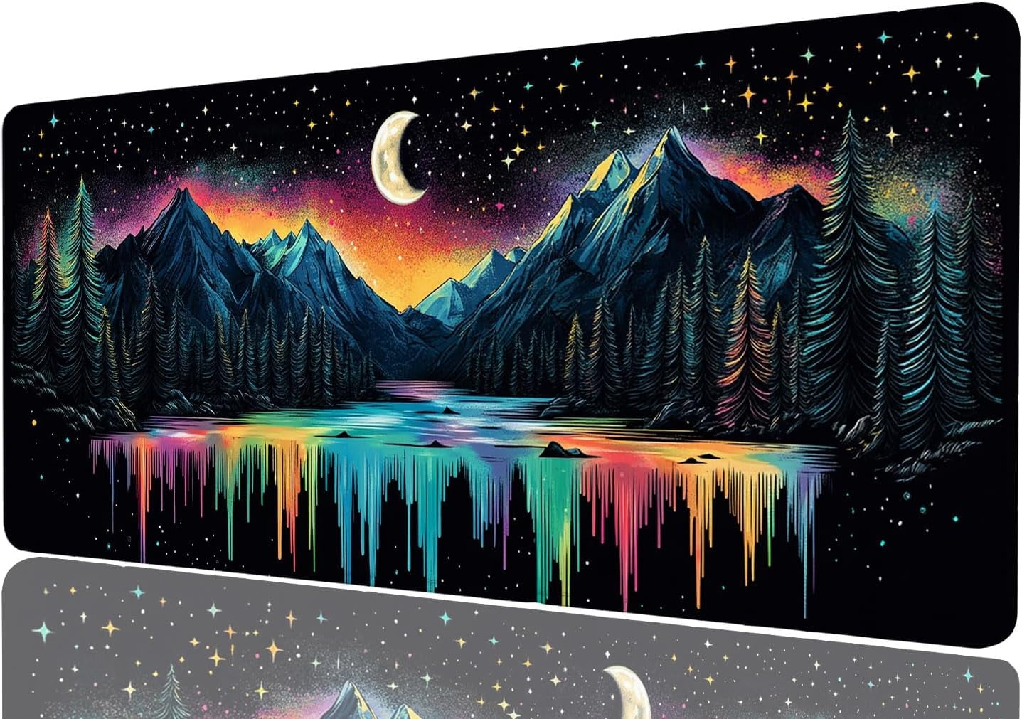 Rainbow River Desk Mat Gaming Large Mouse Keyboard Pad Mountains Pine ...