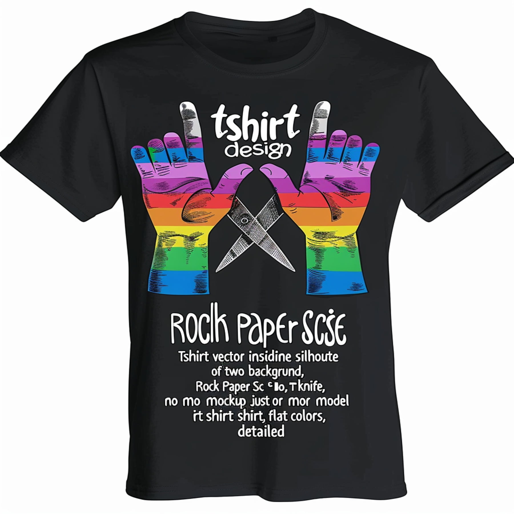 Rainbow Rock Paper Scissors Logo TShirt with Hands Customizable Design ...
