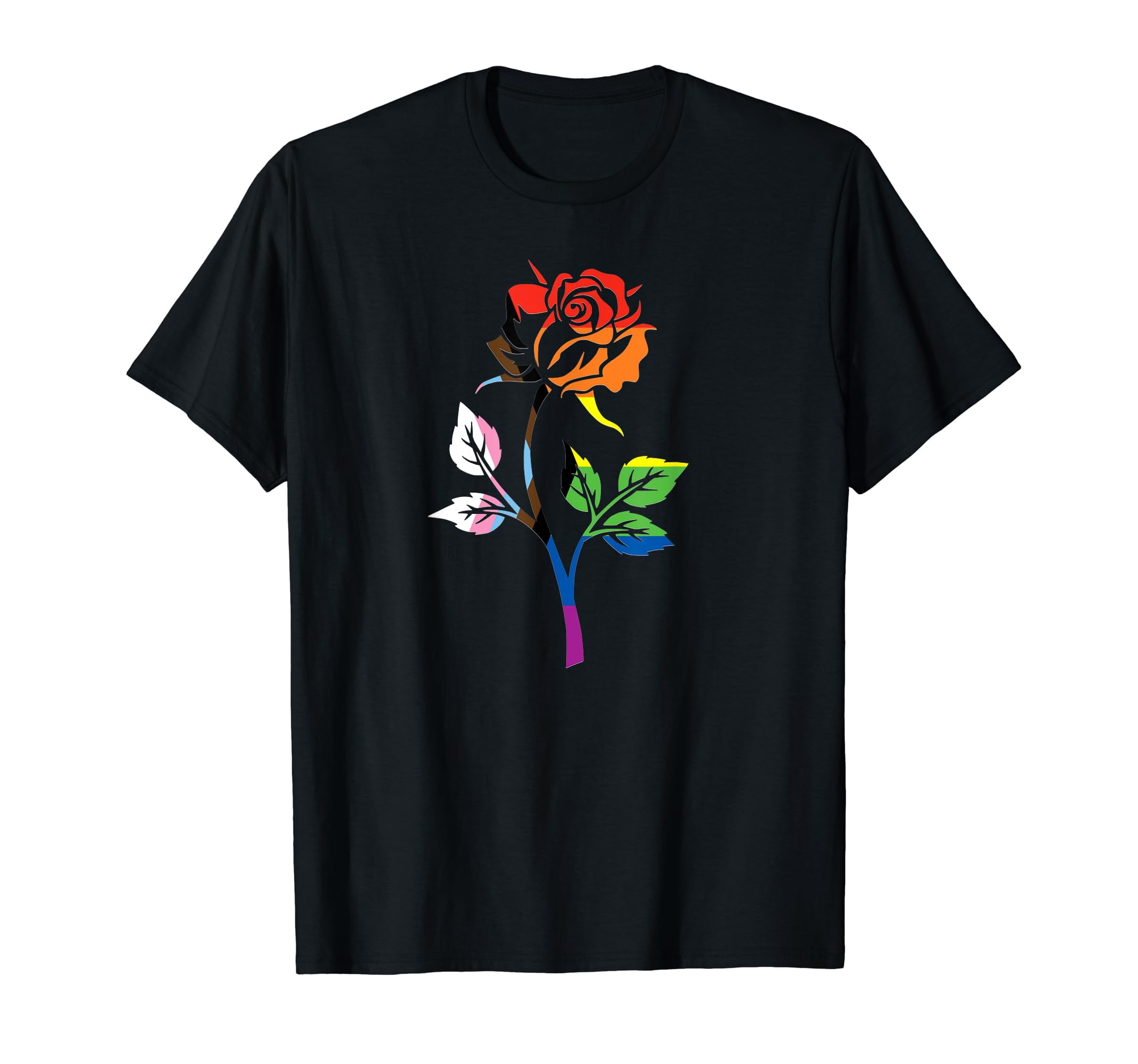 Rainbow Rose Inclusive Progressive Trans Pride Flag LGBTQ T-Shirt ...