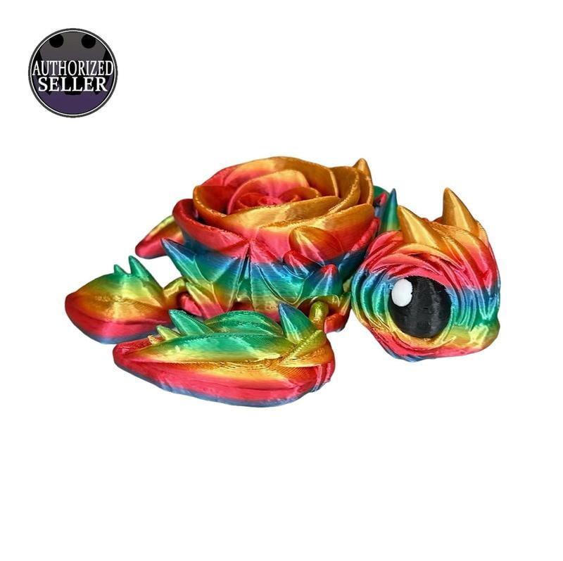 Rainbow Rose Turtle – Articulated 3D Figurine | Small to Mega – Pastel ...