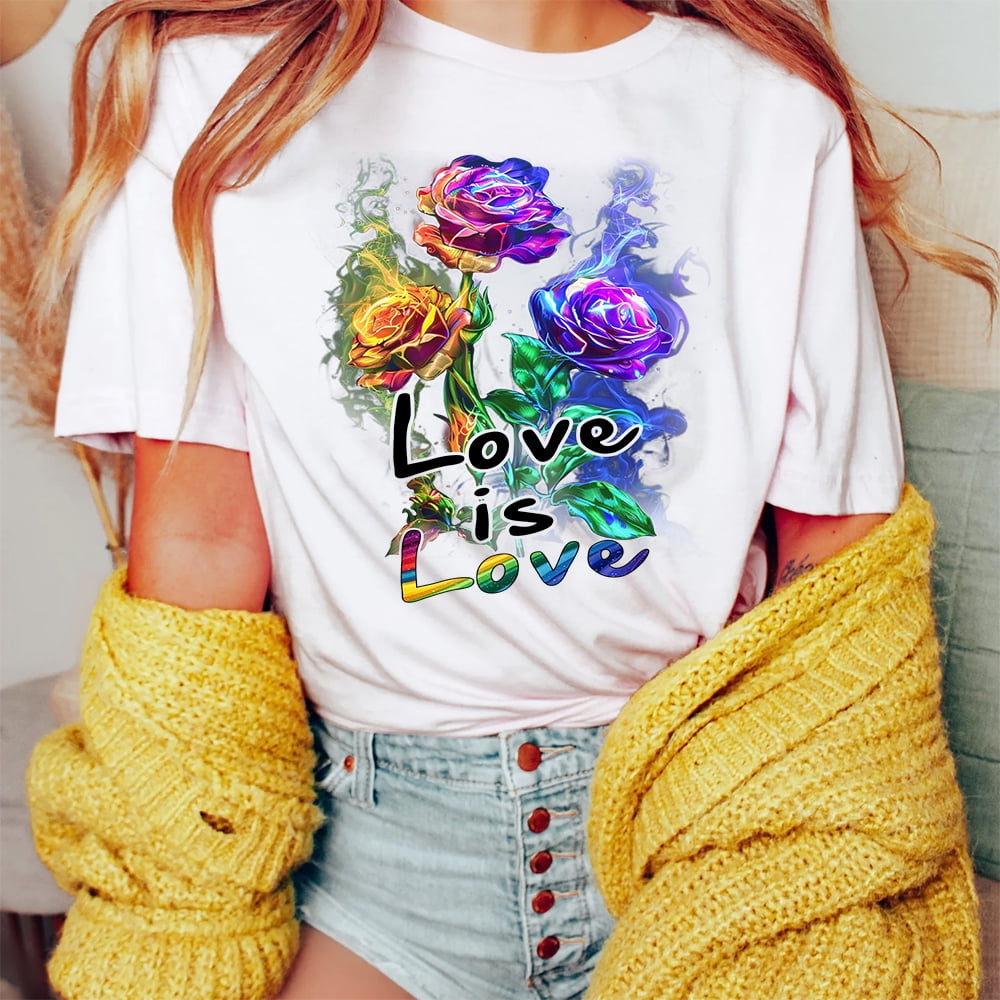 Rainbow Roses Love Is love Pride Shirt, Lgbt Pride Month Shirt ID-0520-ASM4 - Walmart.com