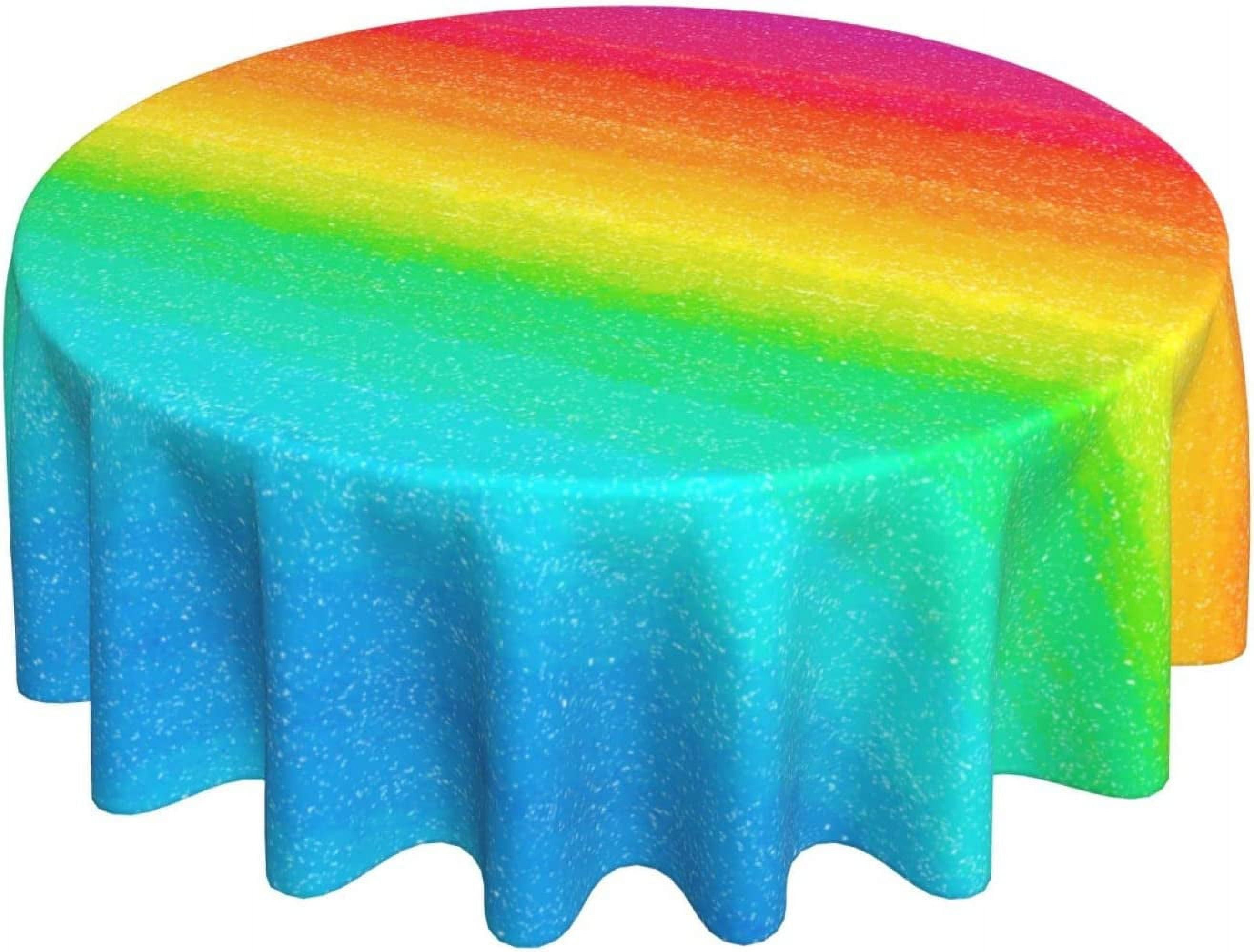 Rainbow Round Tablecloth 60 Inch for Indoor and Outdoor, Waterproof ...
