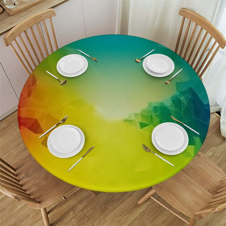 Rainbow Round tablecloth with elastic edge, Abstract Lively Horizontal ...