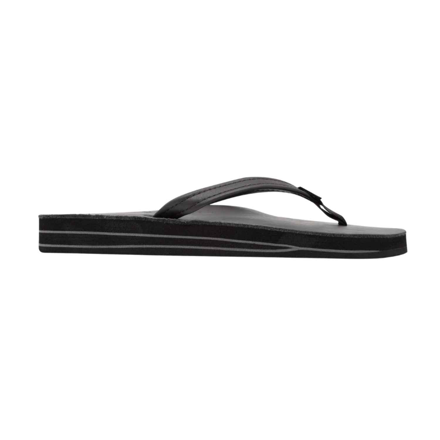 Rainbow Sandals Women's Double Stack 2-Tone Leather Flip Flops – Narrow Strap, Classic Black ...