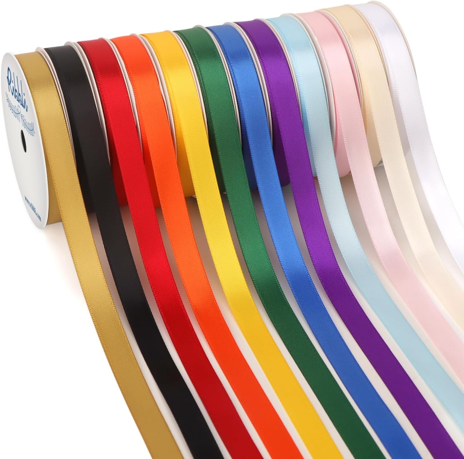 Rainbow Satin Ribbon 3/8 Inch x 12 Rolls Total 60 Yards- Colorful ...