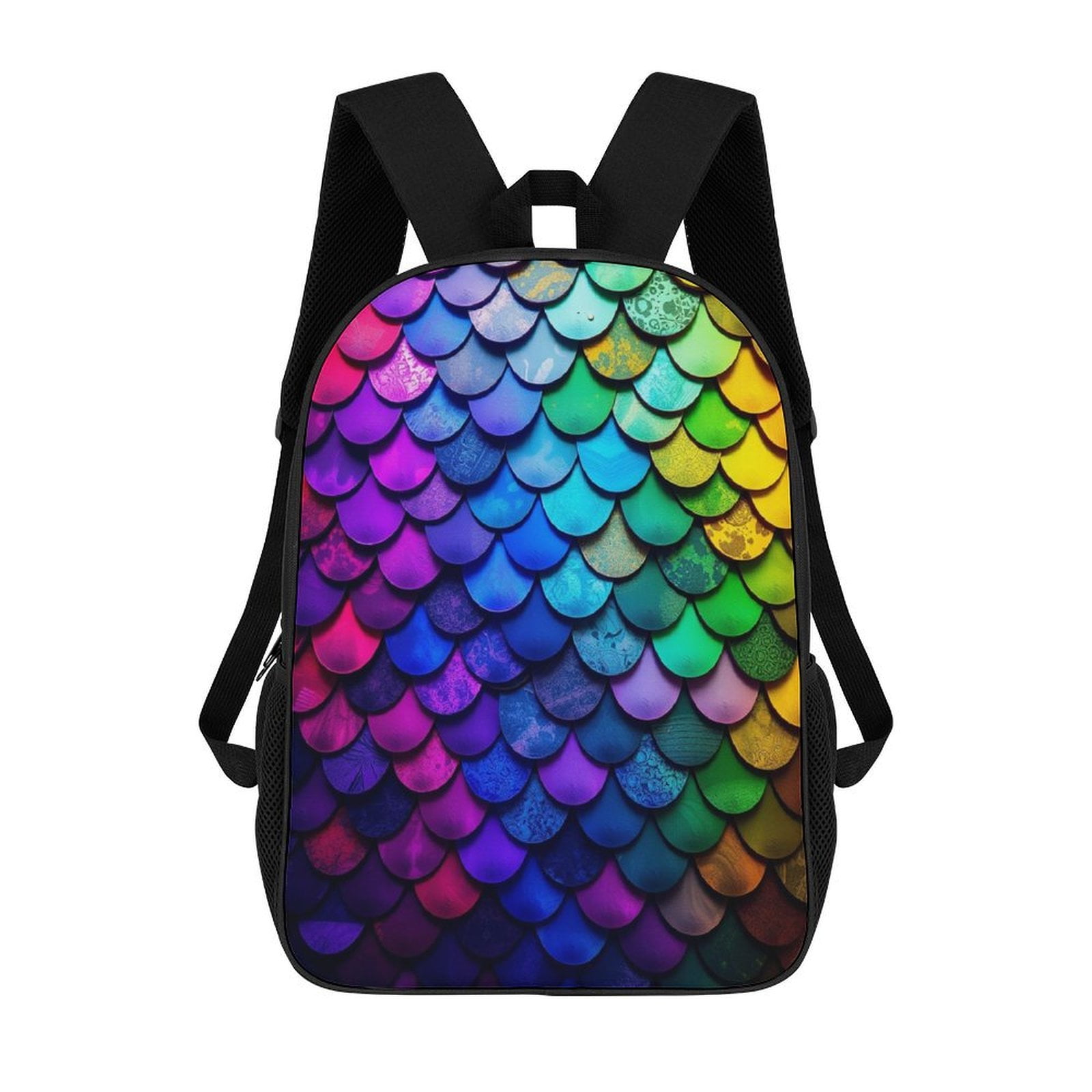 Rainbow Scale Pattern Backpack Printed Zipper Backpack Book Bag 17 Inch ...