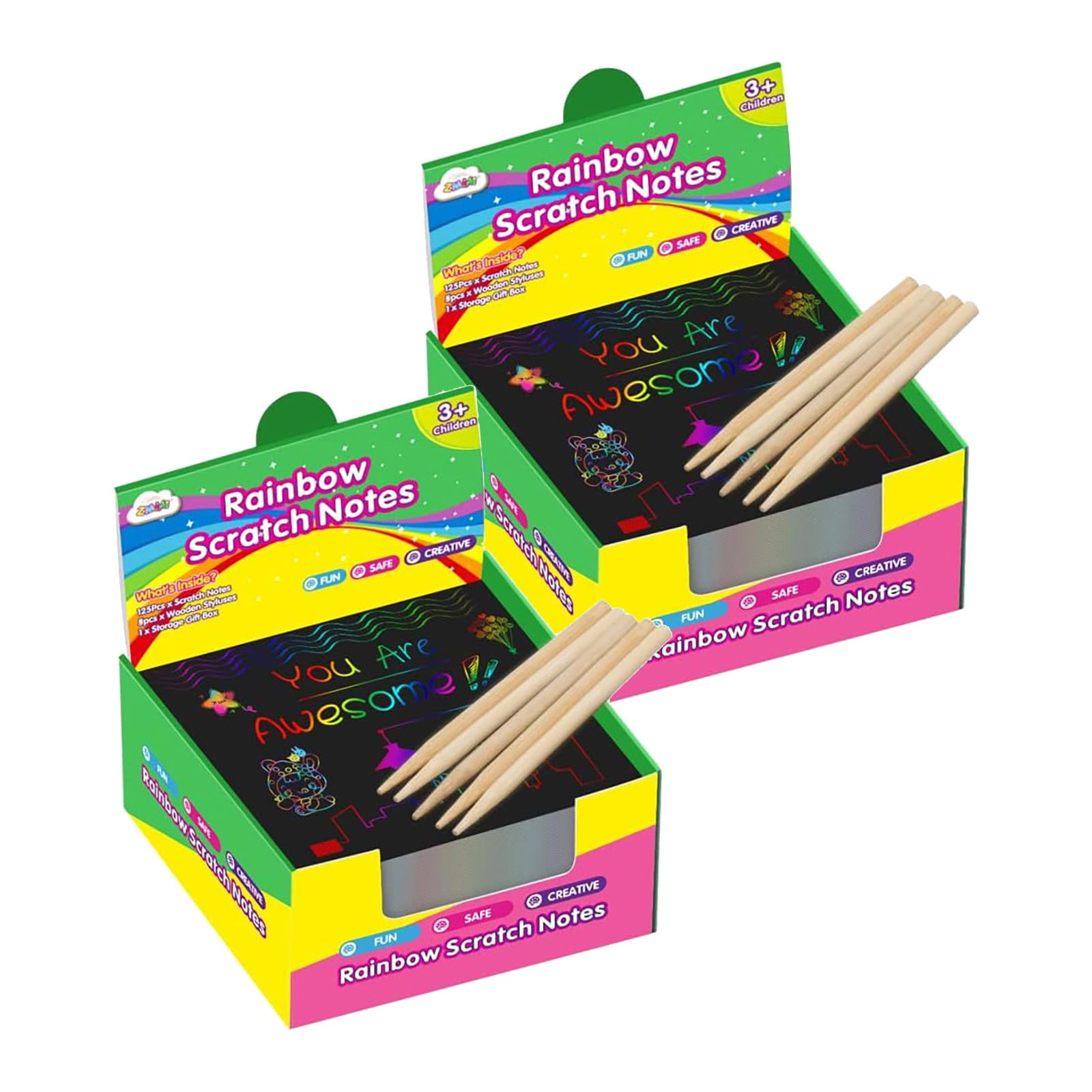 Rainbow Scratch Mini Art Notes, 125 Magic Scratch Paper Note Cards for ...