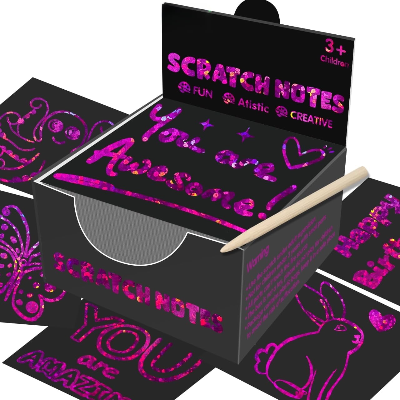 Rainbow Scratch Paper Art Crafts Mini Notes Kids Gifts Girls Boys ...