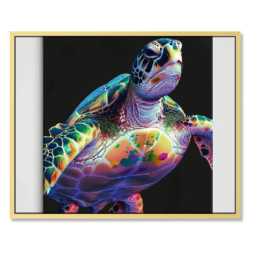 Rainbow Sea Turtle Canvas Painting Hanging Picture Vertical Decoration ...