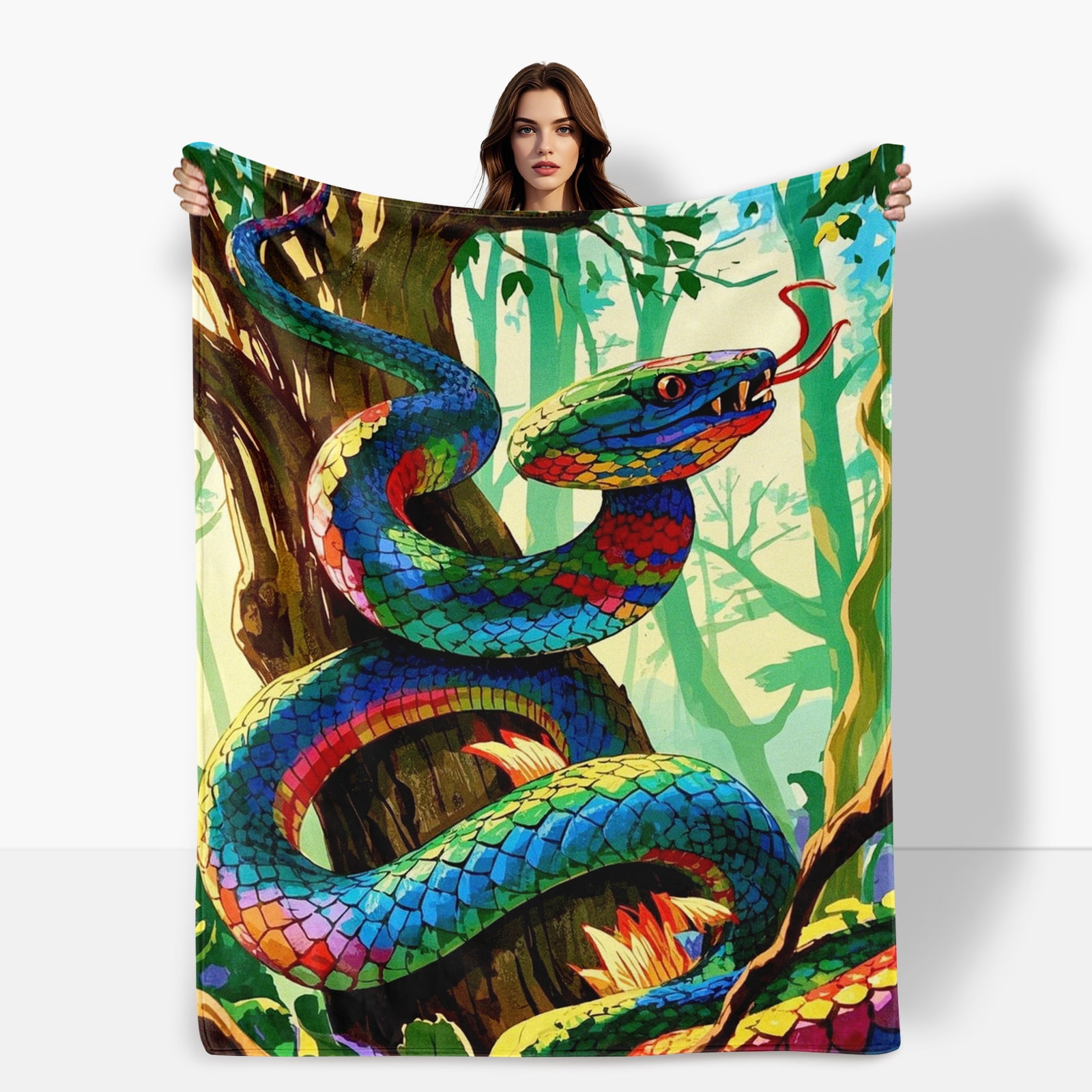 Rainbow Serpent Forest Branches Family Flannel Blanket Soft Warm ...