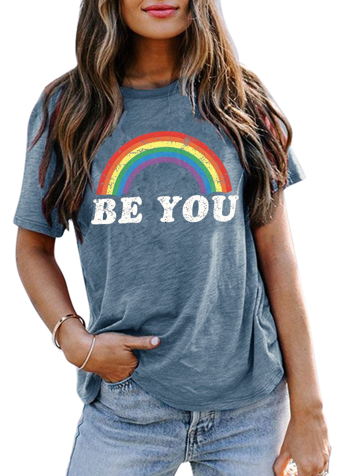 Rainbow Shirt Women Pride Shirt Rainbow Graphic Tees Shirts Letter ...