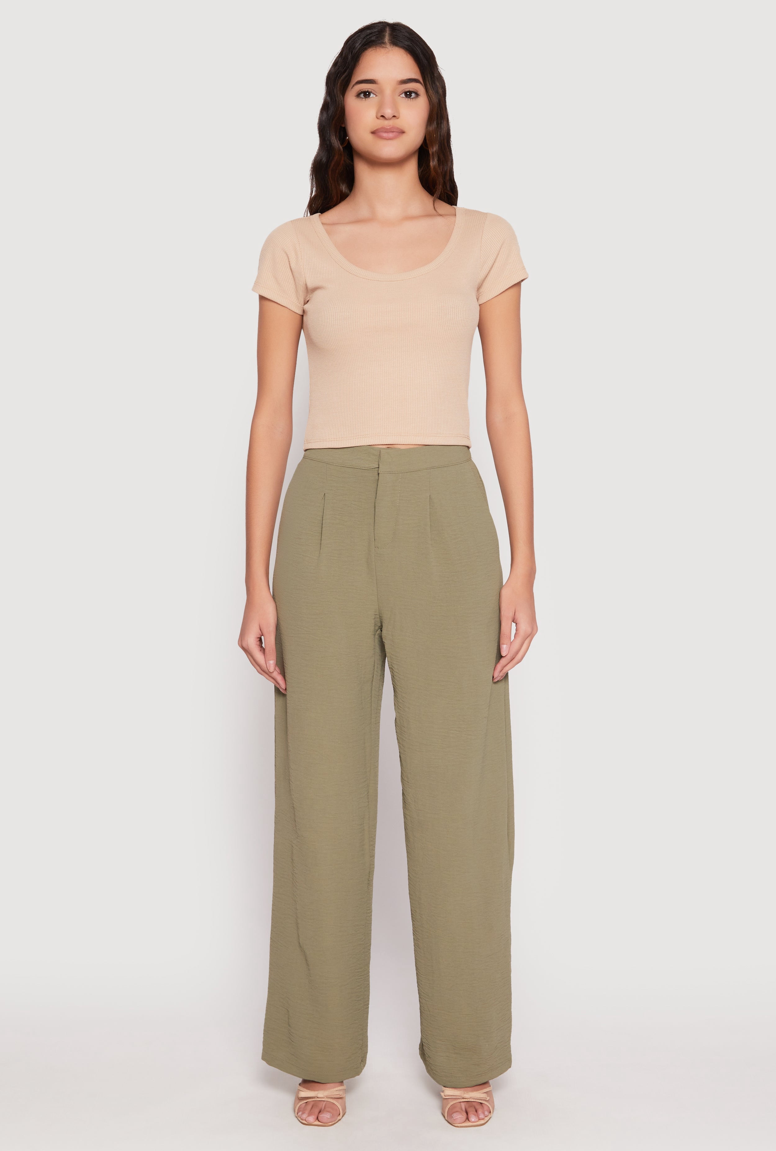 Womens Airy Crepe Knit Wide Leg Dress Pants - Walmart.com