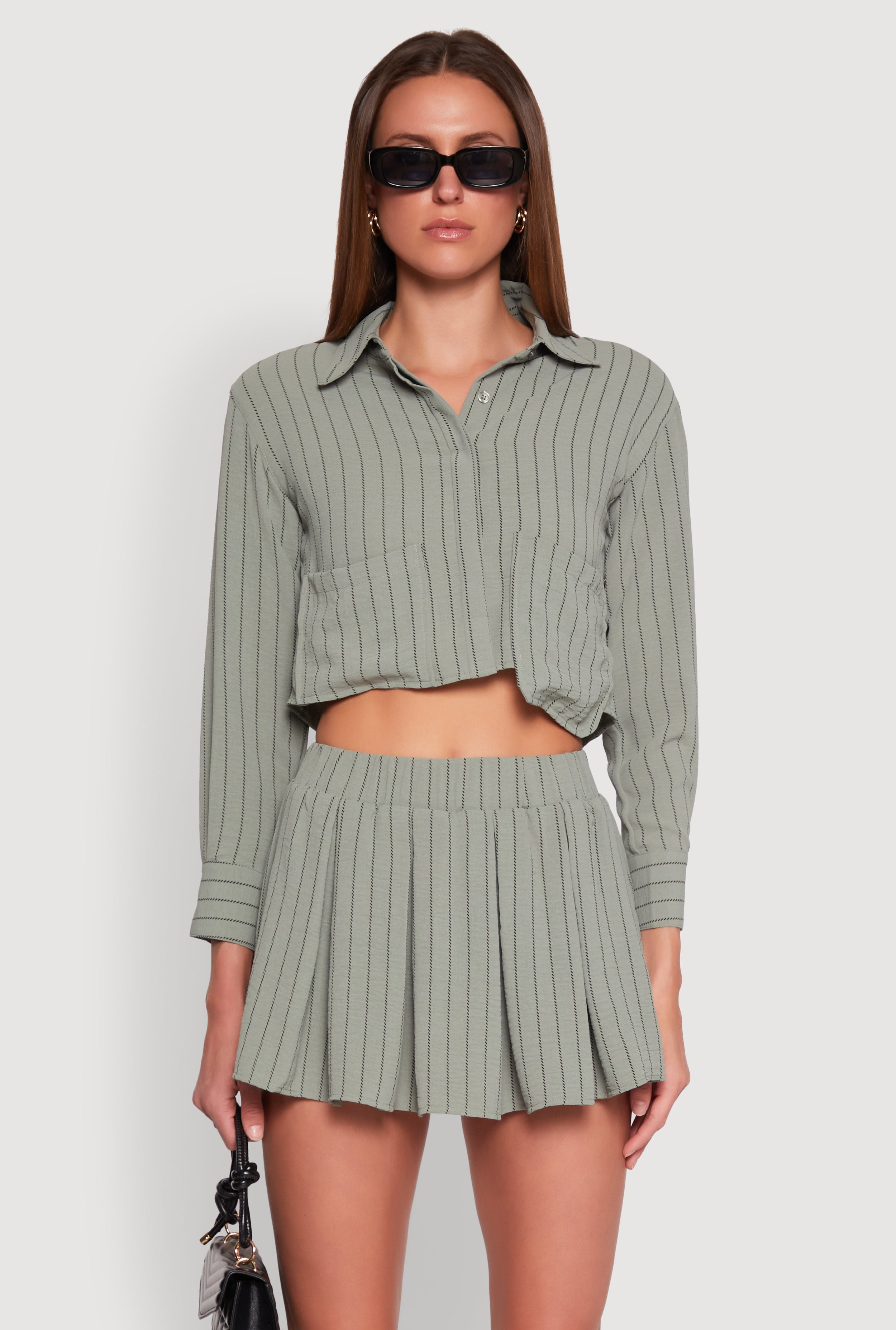 Womens Airy Cropped Striped Shirt - Walmart.com