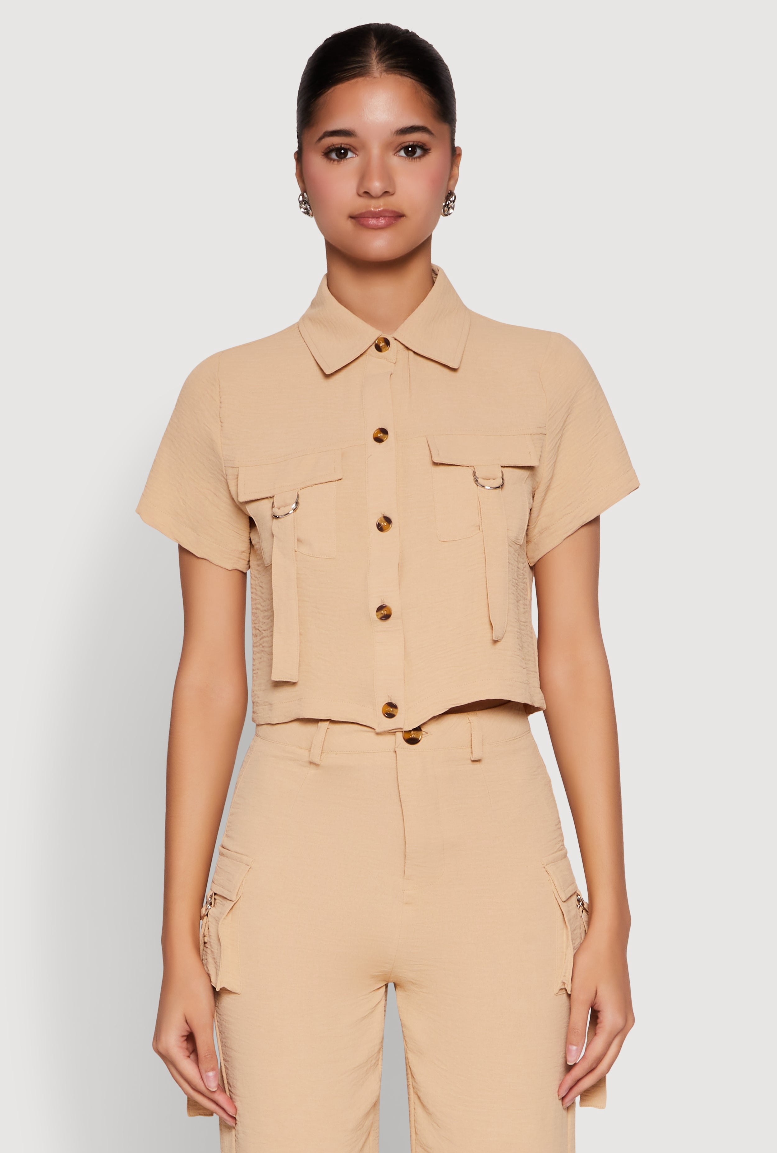 Womens Airy D Ring Closure Crop Top - Walmart.com