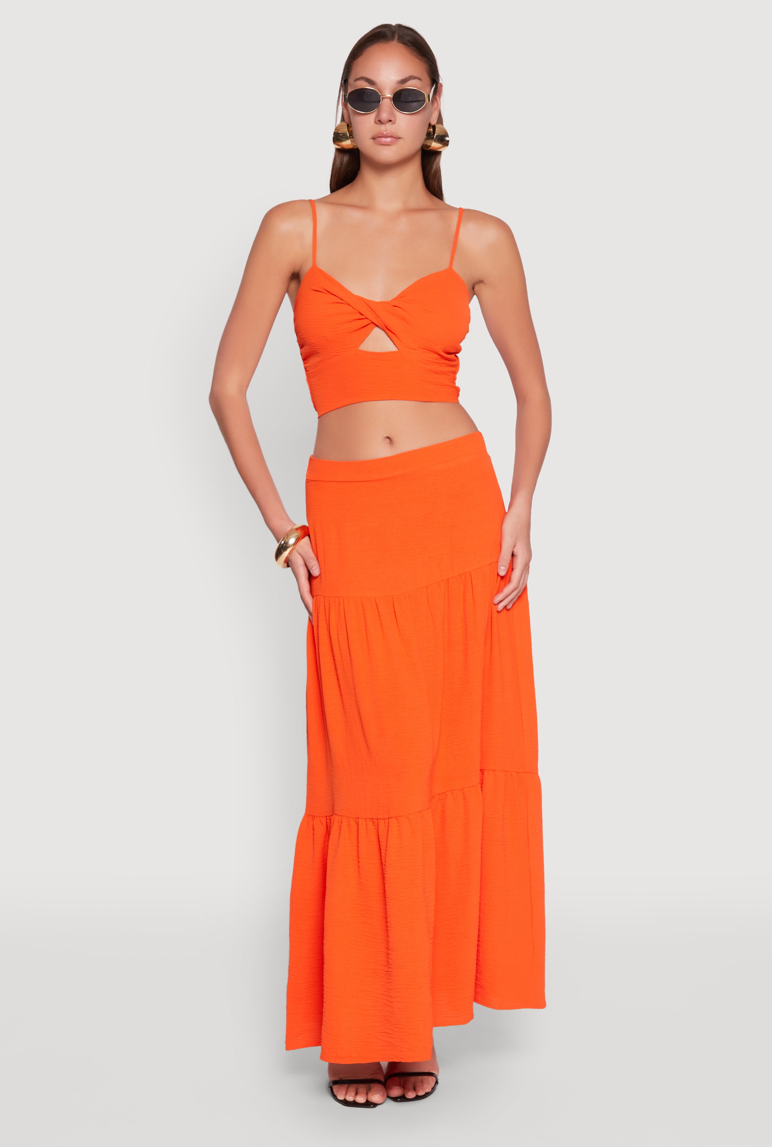 Rainbow Female Adult Airy Tiered Maxi Skirt tiered High Waisted, Maxi ...