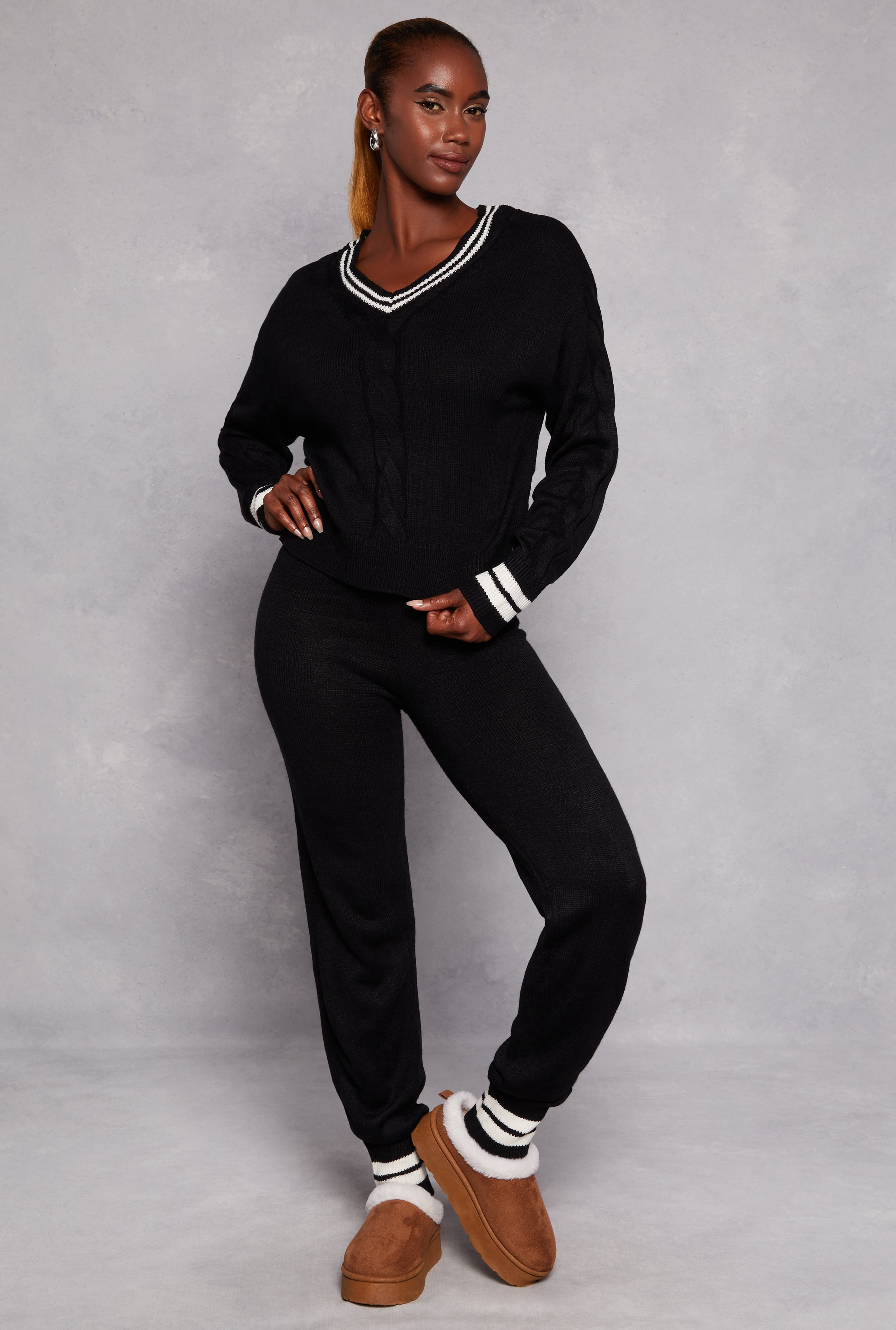 Womens Brushed Knit Varsity Stripe Joggers - Walmart.com