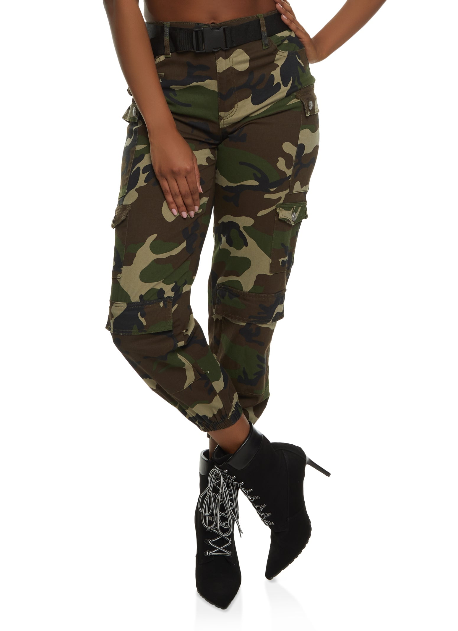Rainbow Shops Female Adult Camo Belted Cargo Joggers joggers Almost ...