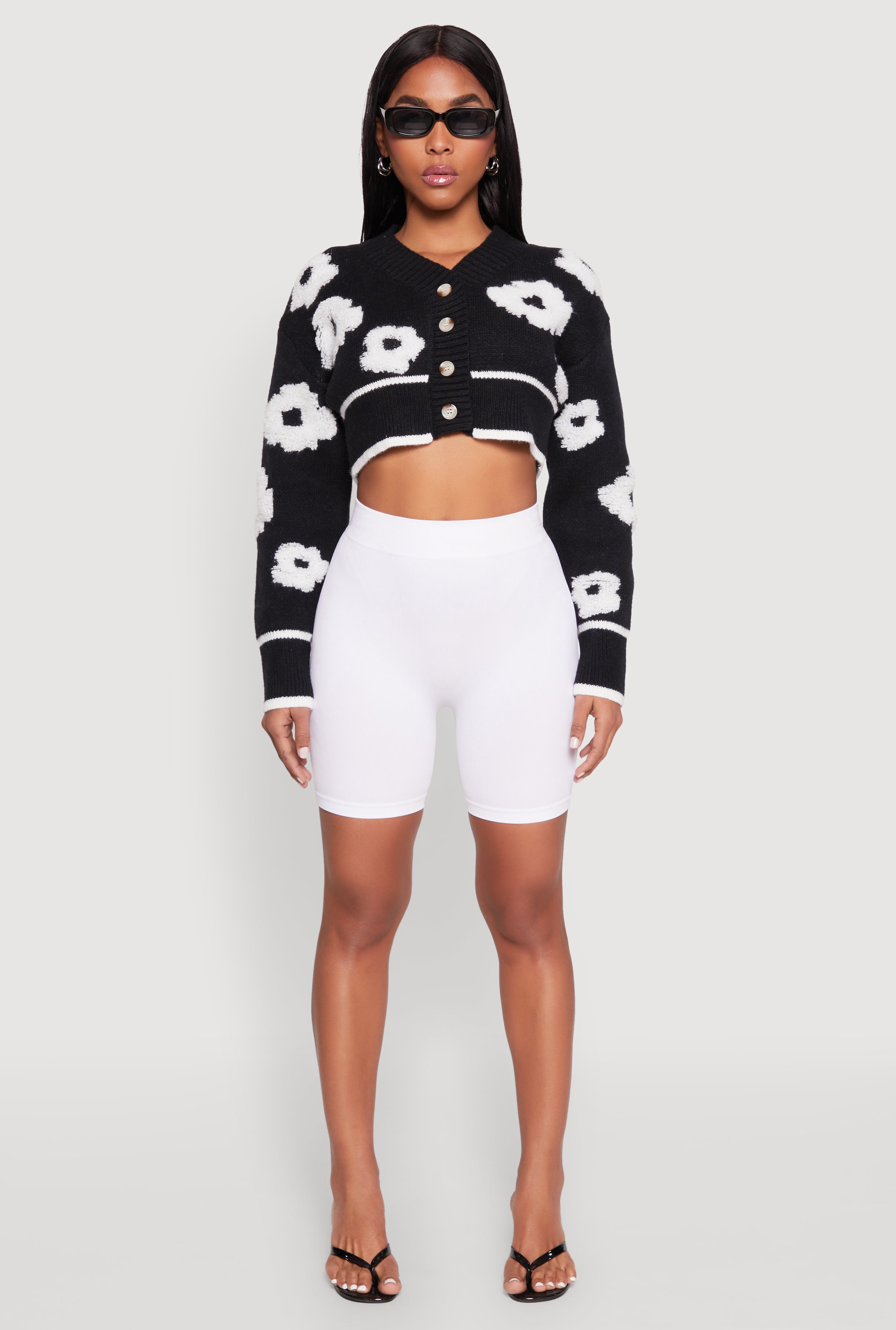 Womens Daisy Chenille Floral Cropped Cardigan - Walmart.com