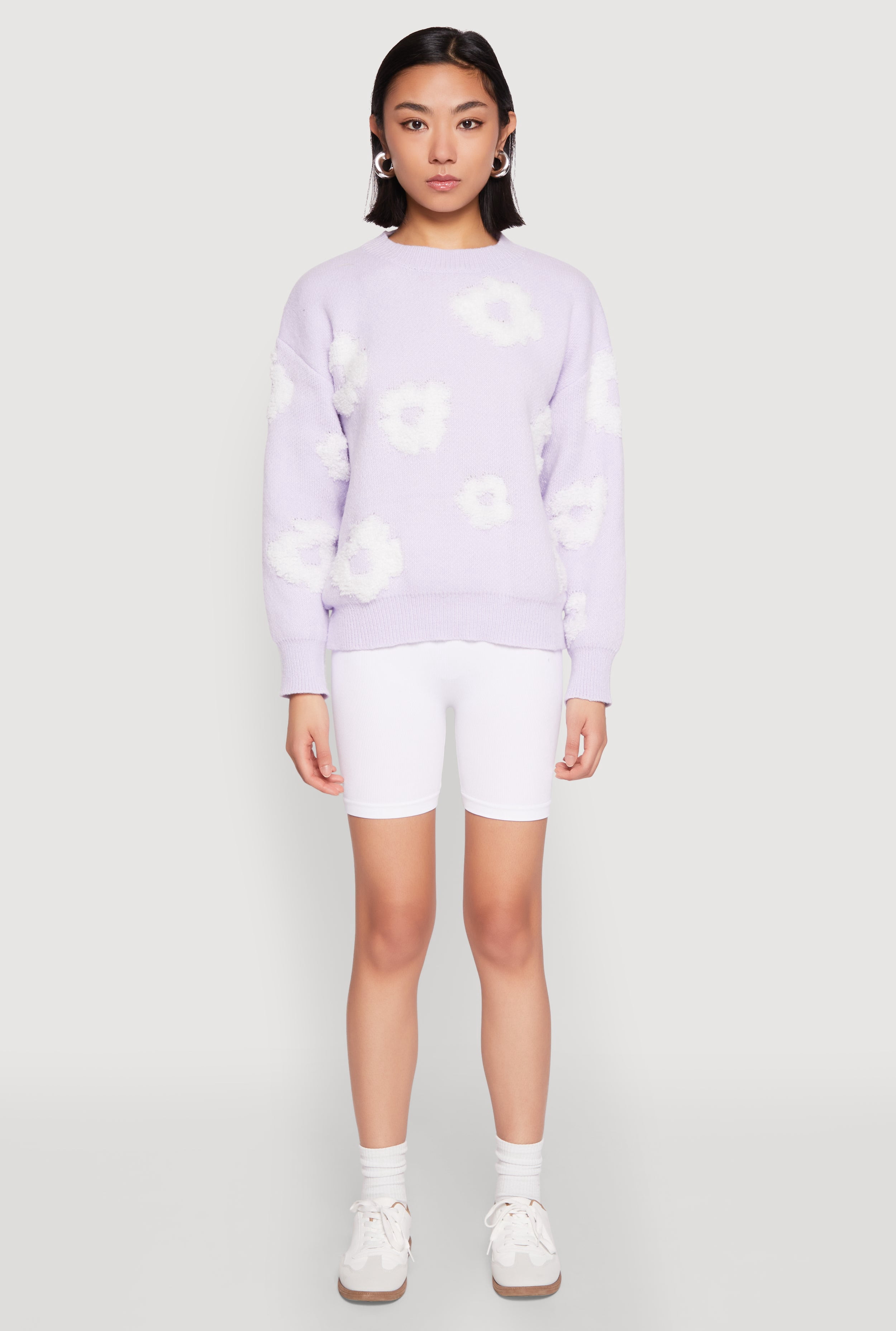 Womens Daisy Flower Tufted Knit Sweater - Walmart.com