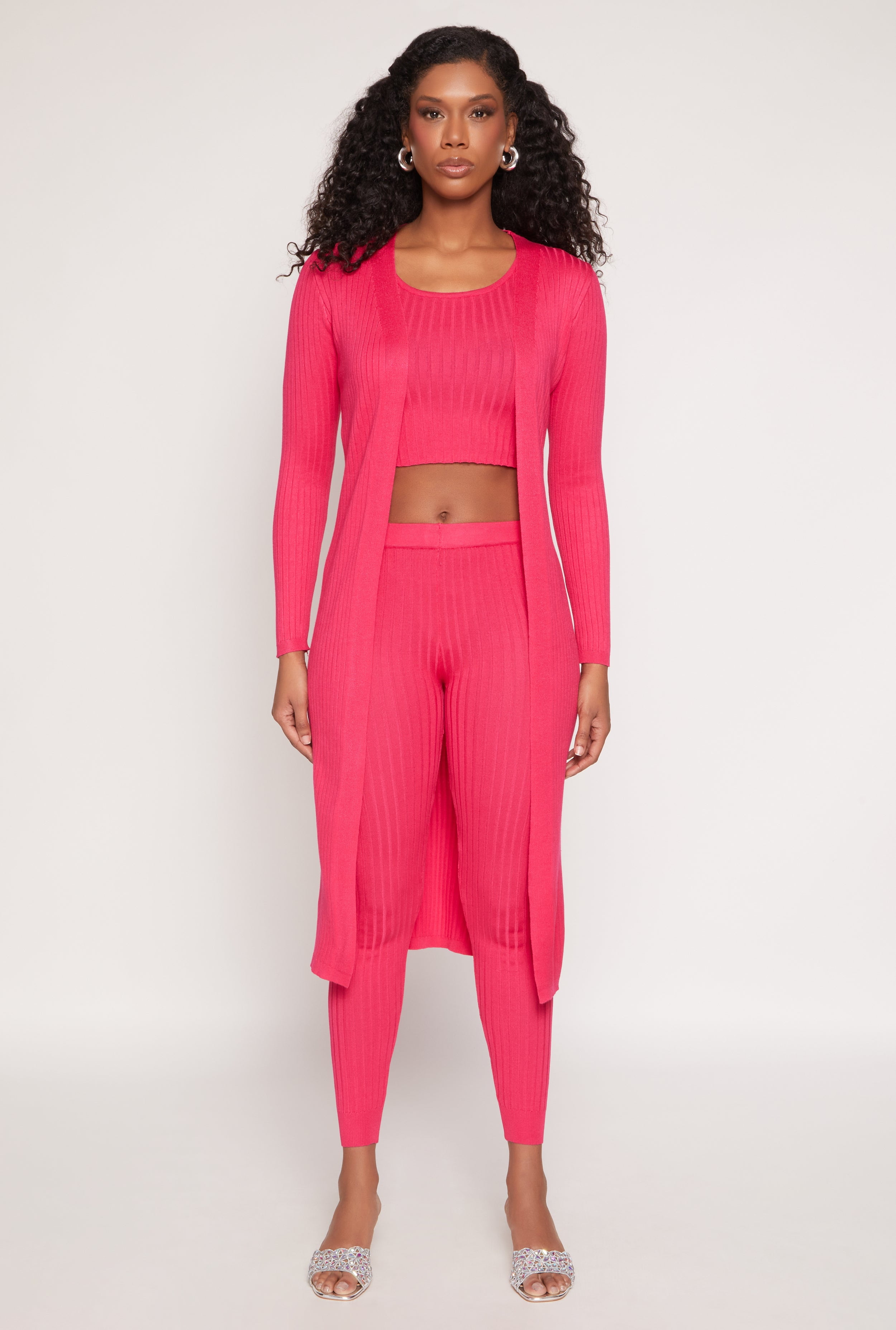 Womens Daisy Ribbed Knit Open Front Duster - Walmart.com